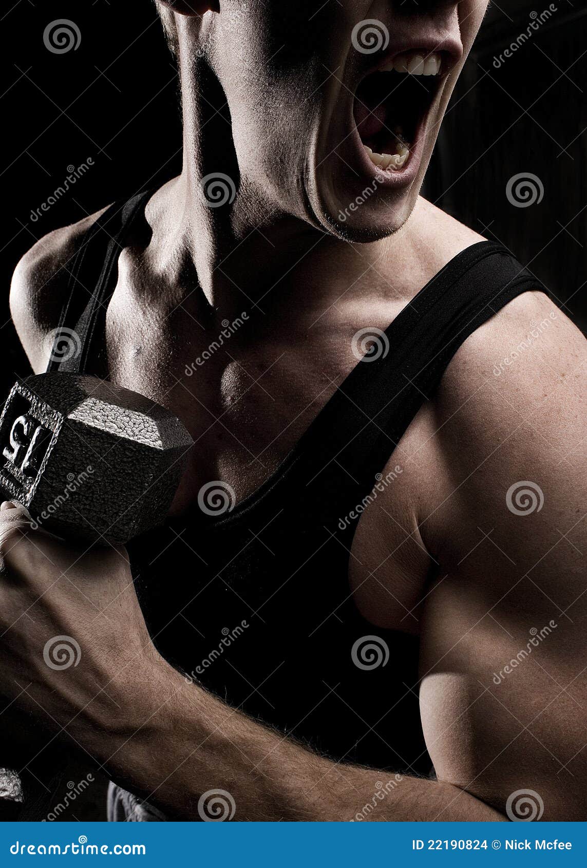 Screaming Athlete with Muscles Stock Photo - Image of black, iron: 22190824