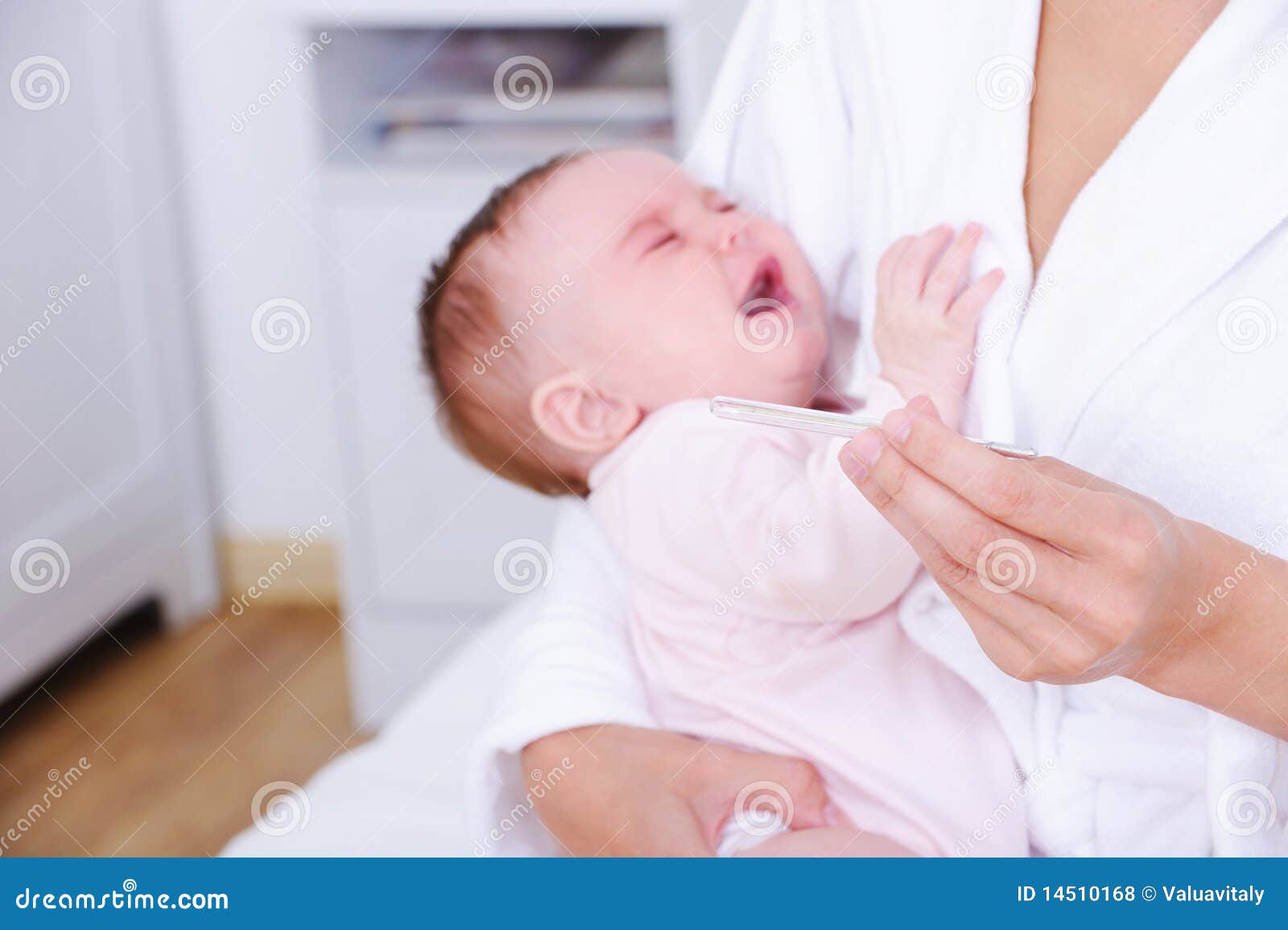 Screaming Baby with Thermometer Stock Photo - Image of nurse, small ...