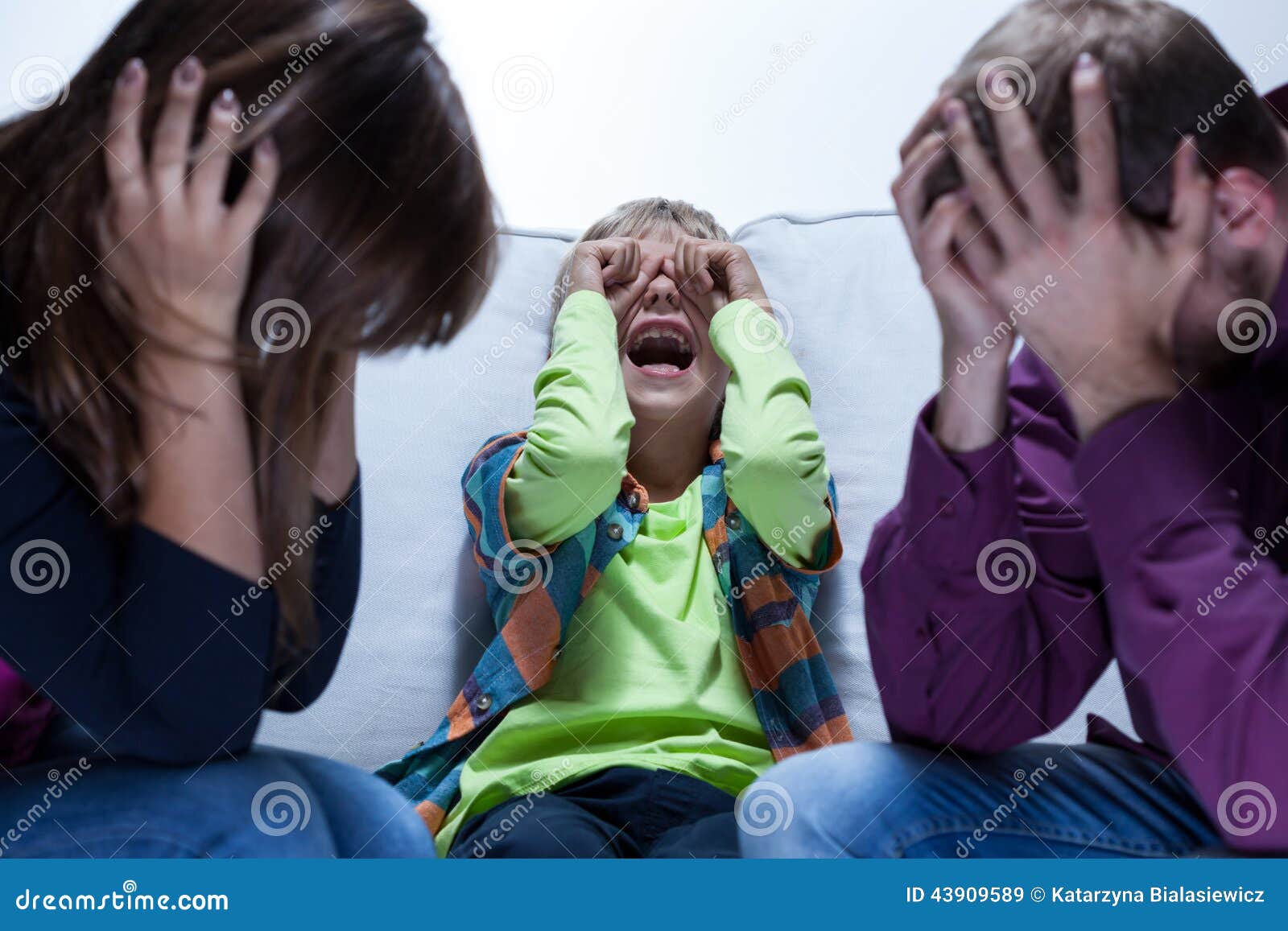 Screaming Boy and Tired Parents Stock Image - Image of screaming ...