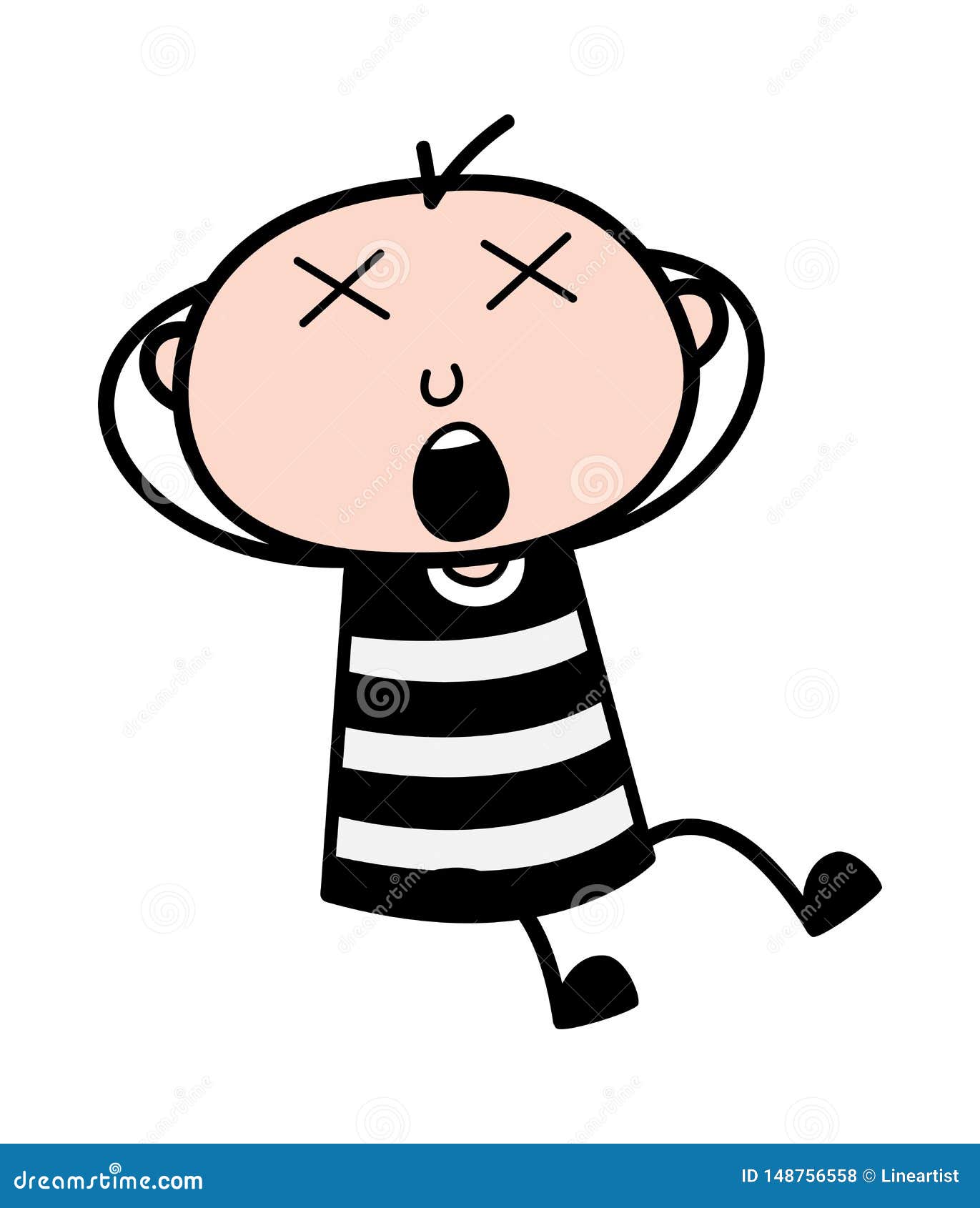 Screaming Captive - Cartoon Thief Criminal Guy Vector Illustration ...