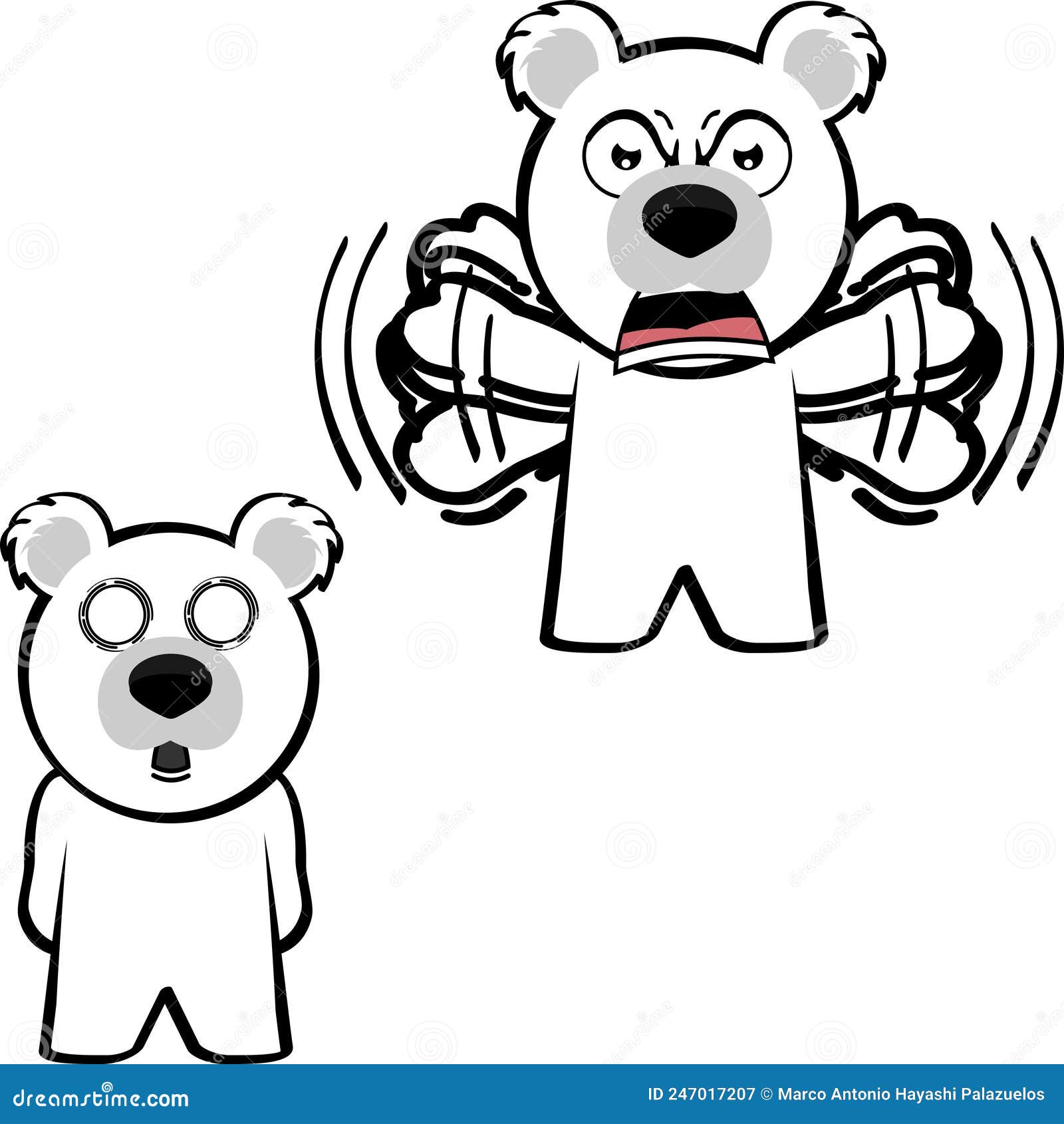 Screaming Chibi Polar Bear Kid Cartoon Expression Pack Stock Vector ...