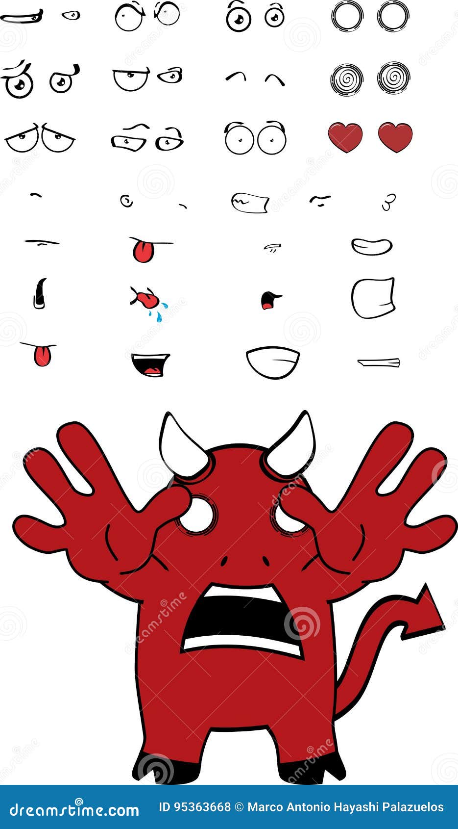 Screaming Demon Cartoon Expressions Set Stock Vector - Illustration of ...