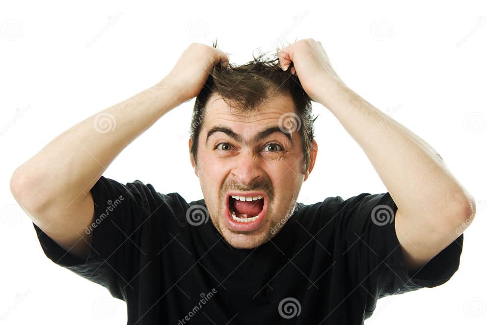 Screaming from Despair a Man Stock Photo - Image of head, employee ...