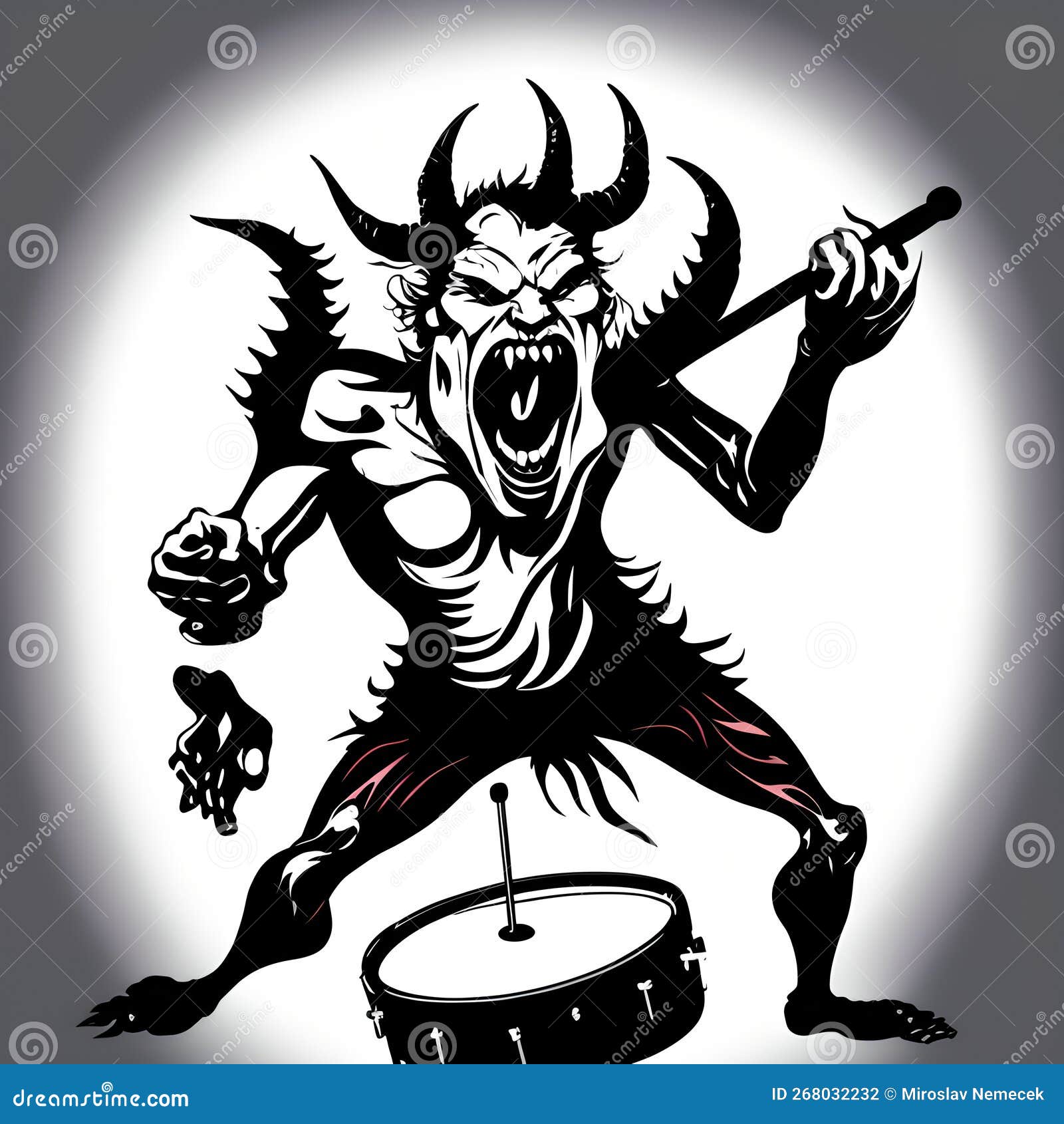 Screaming Devil Playing Drums, Generative AI Illustration Stock ...