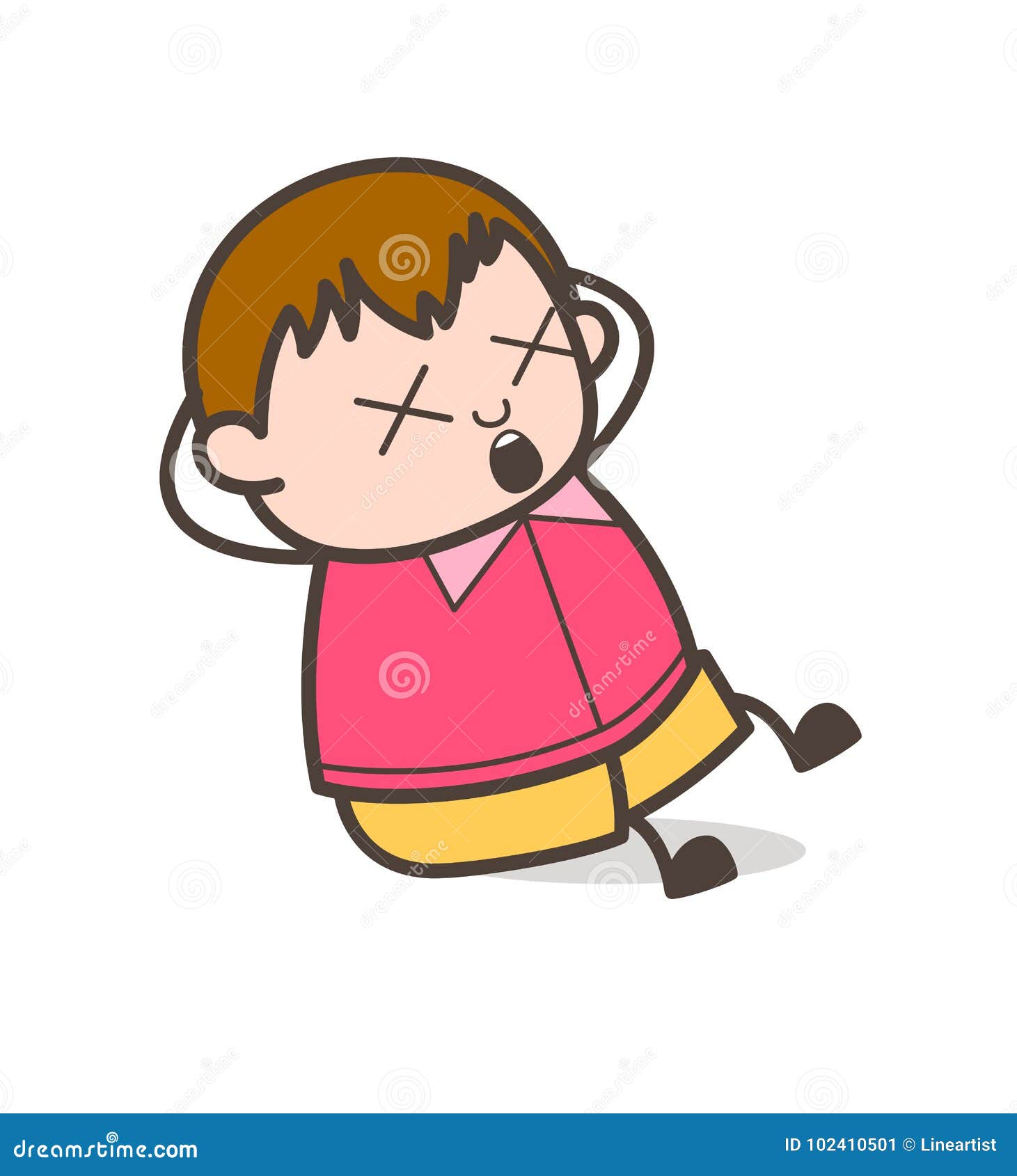 Screaming with Dizzy Face - Cute Cartoon Fat Kid Illustration Stock ...