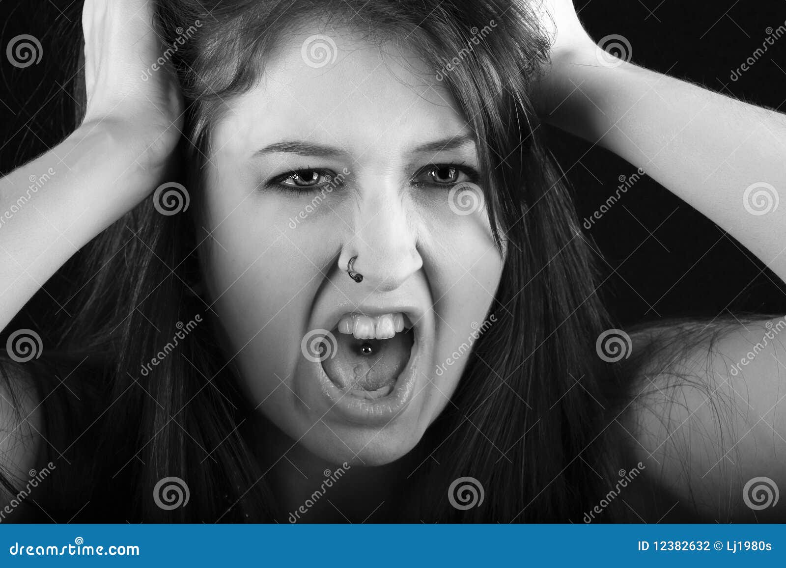 Screaming emo girl stock photo. Image of agressive, woman - 12382632
