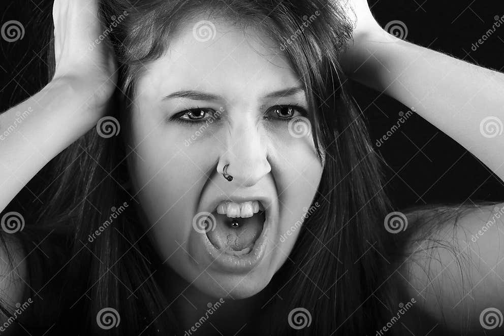 Screaming emo girl stock photo. Image of agressive, woman - 12382632