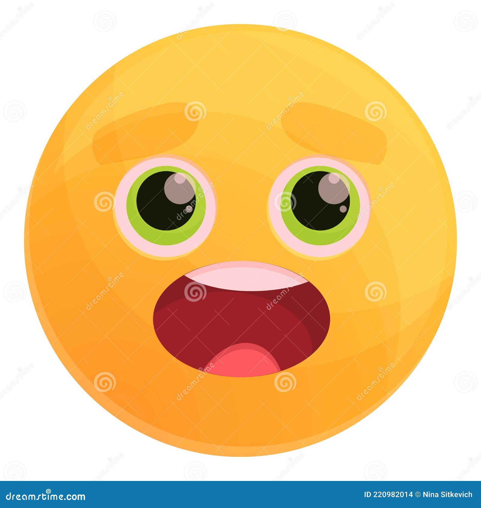 Screaming Emoticon On White Background, Shocked, Scared Emoticon 3d ...