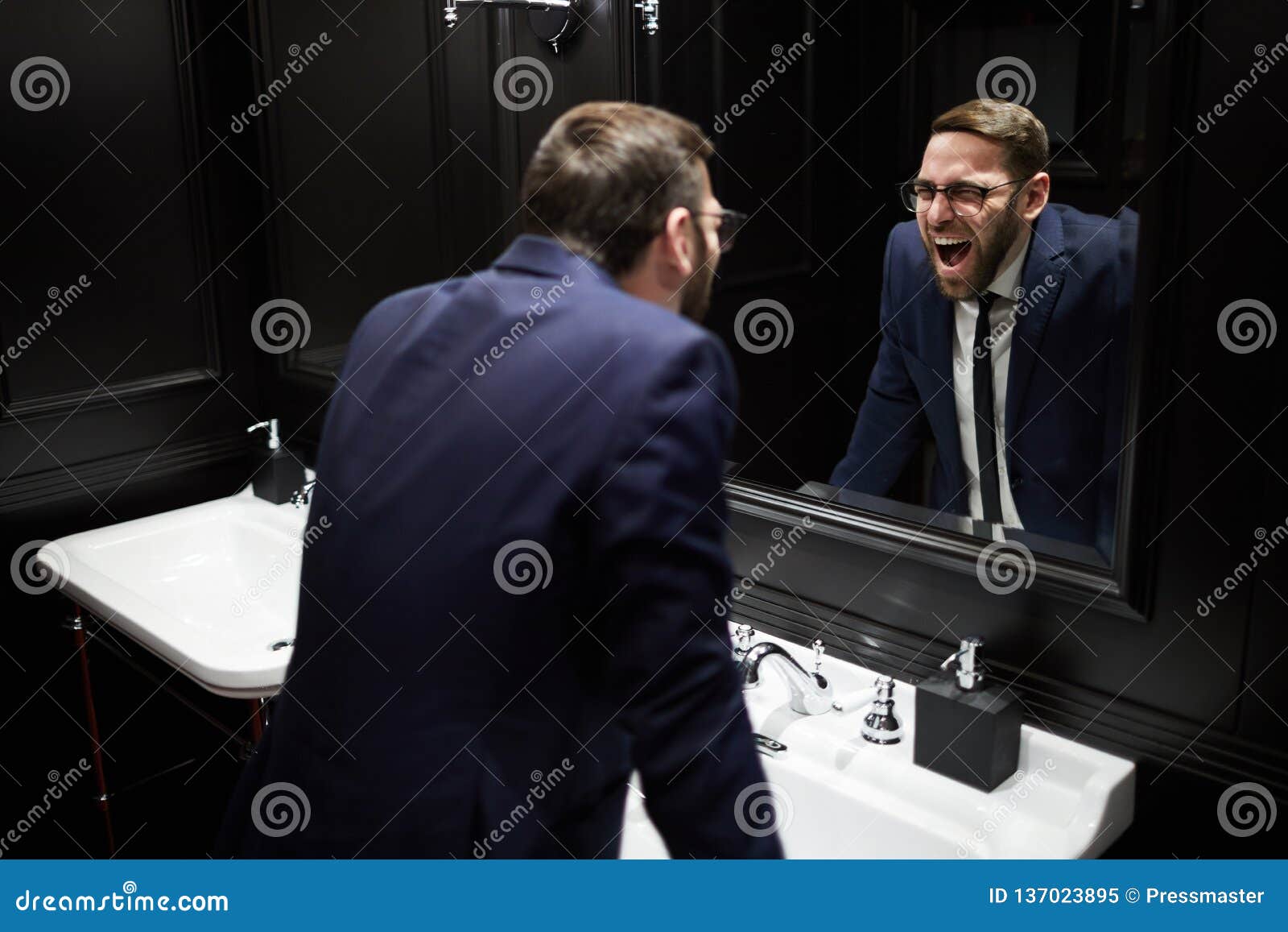 Screaming in Front of Mirror Stock Image - Image of contemporary ...