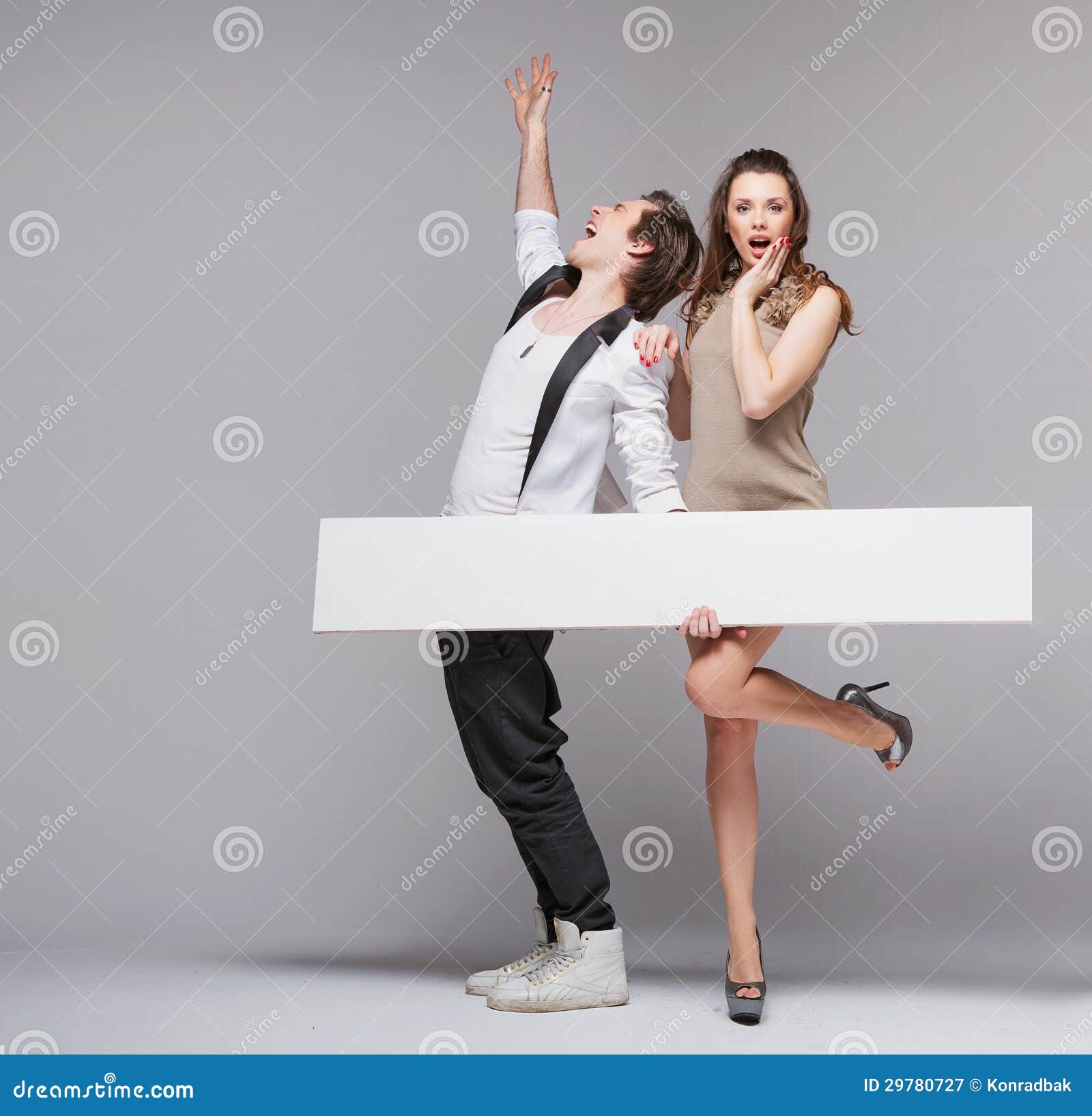 Screaming Guy in Funny Pose with His Girlfriend Stock Image - Image of ...