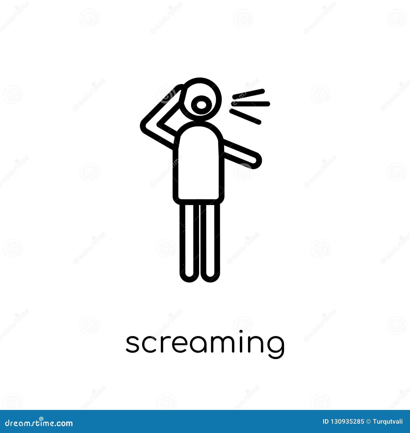 Screaming Icon. Trendy Modern Flat Linear Vector Screaming Icon Stock Vector - Illustration of ...