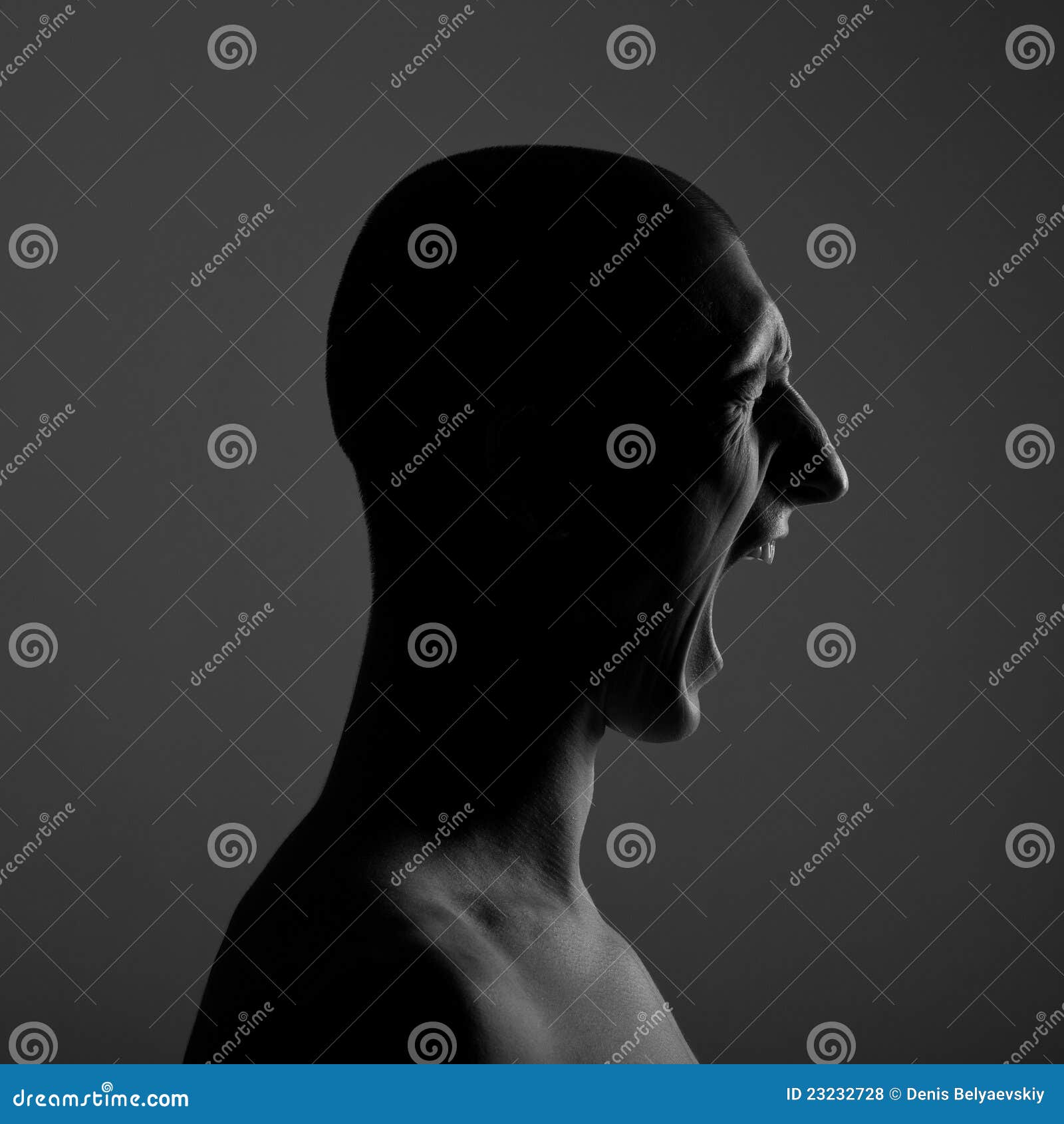Screaming Man stock photo. Image of bald, color, negative - 23232728