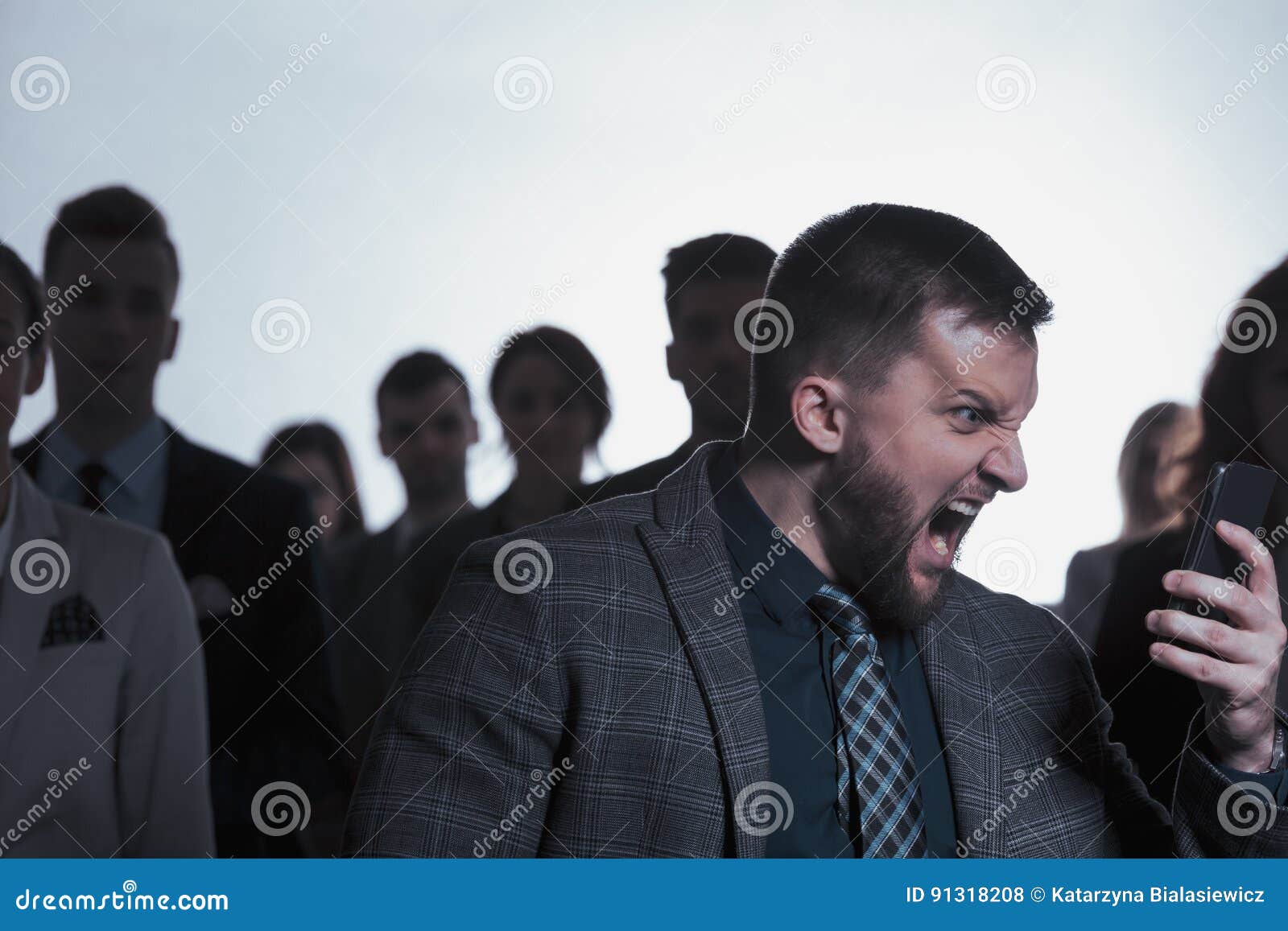 Screaming man in crowd stock photo. Image of backlit - 91318208