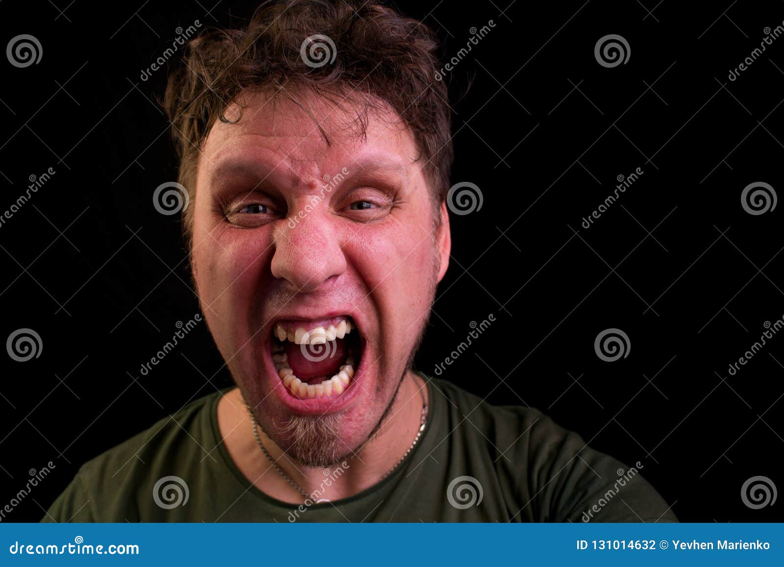Screaming Man in the Dark. Close-up. Teeth. Stock Photo - Image of body ...