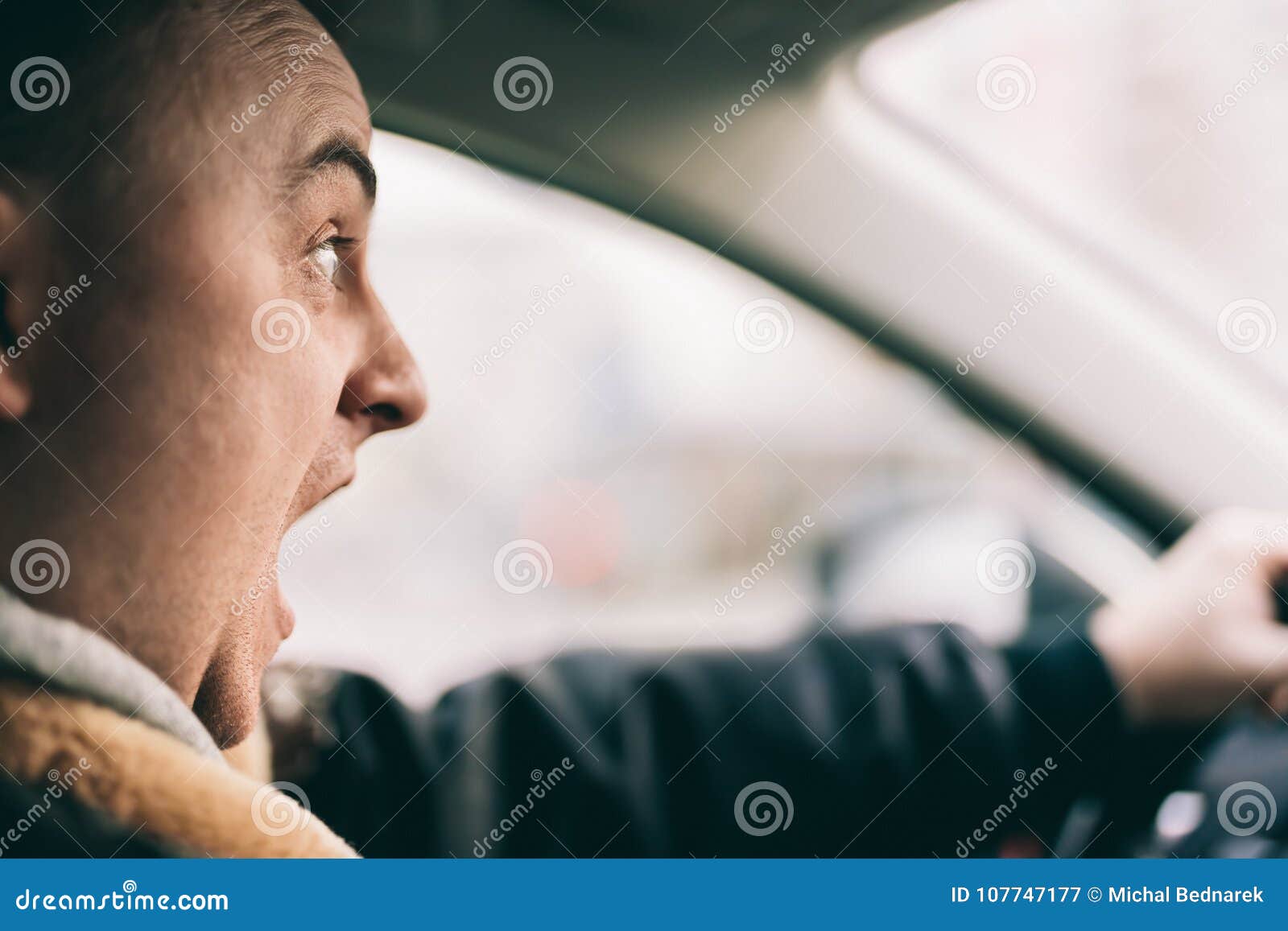 Screaming Man Driving a Car. Stock Image - Image of scared, aggressive ...