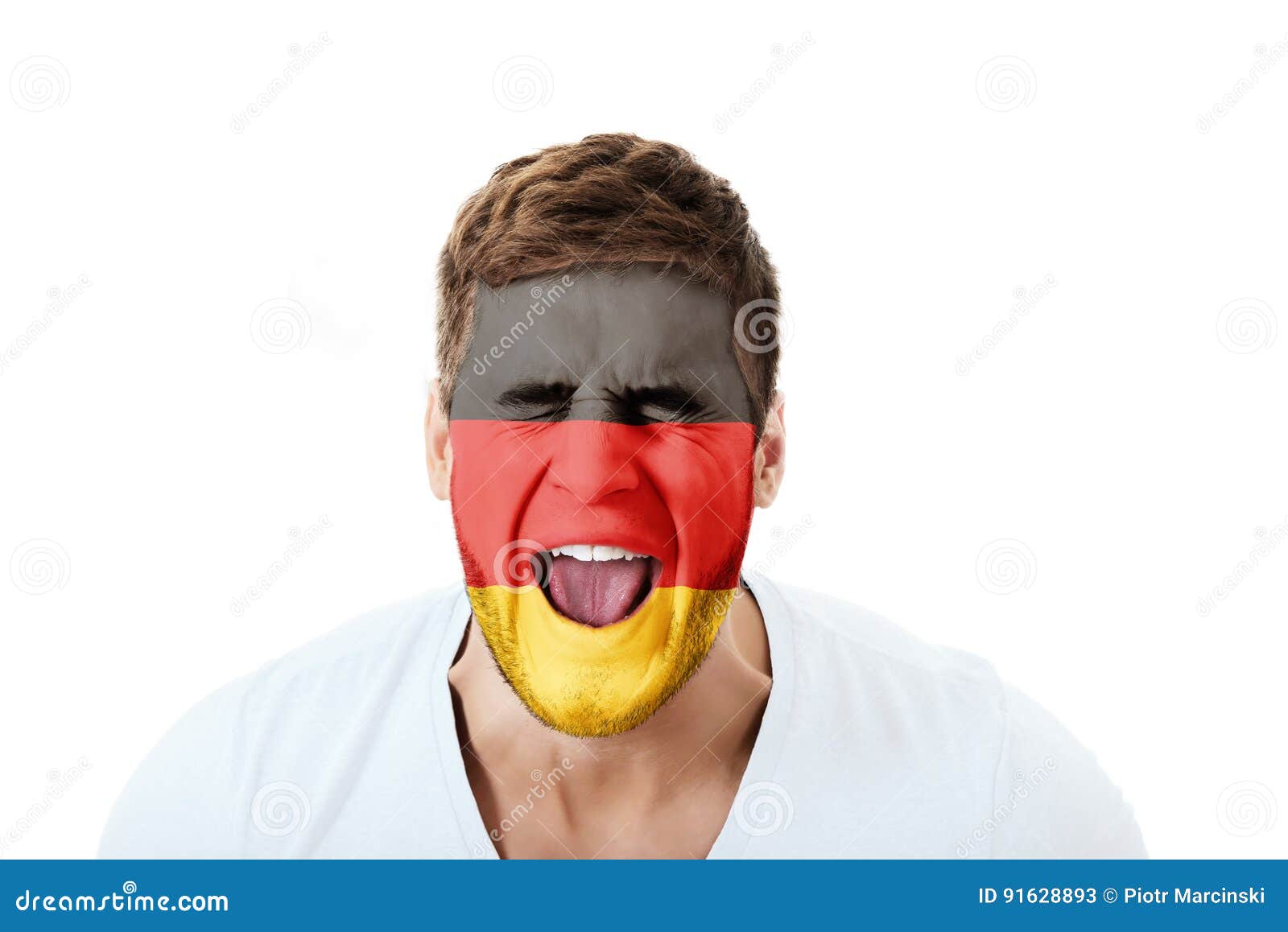 Screaming Man with Germany Flag on Face. Stock Image - Image of scream ...