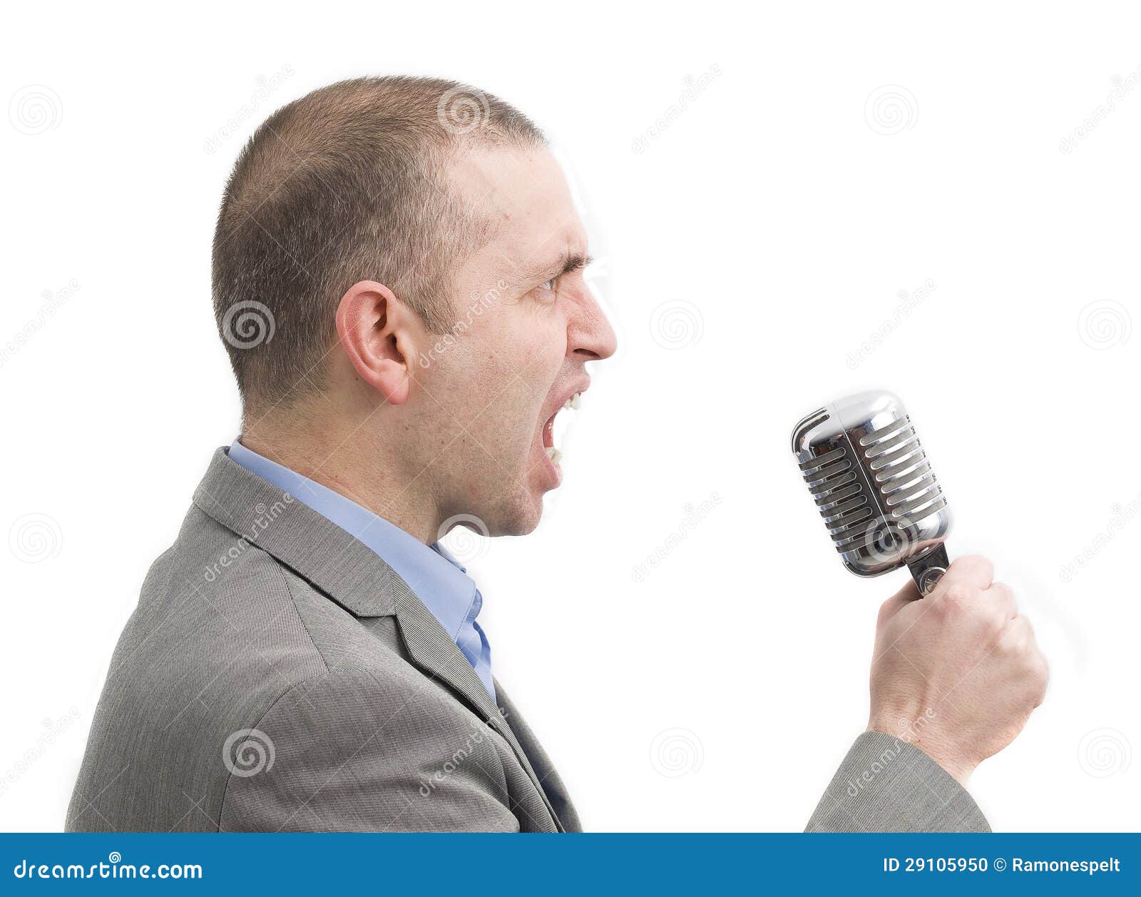 Screaming Man with a Microphone Stock Photo - Image of isolated ...