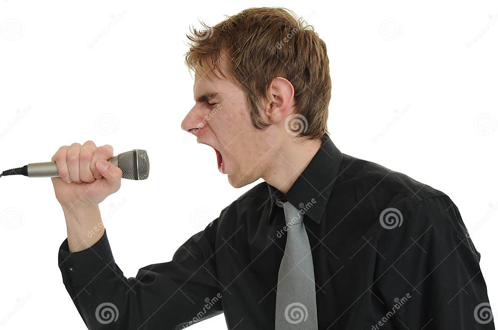 Screaming into Microphone stock image. Image of black - 13917845
