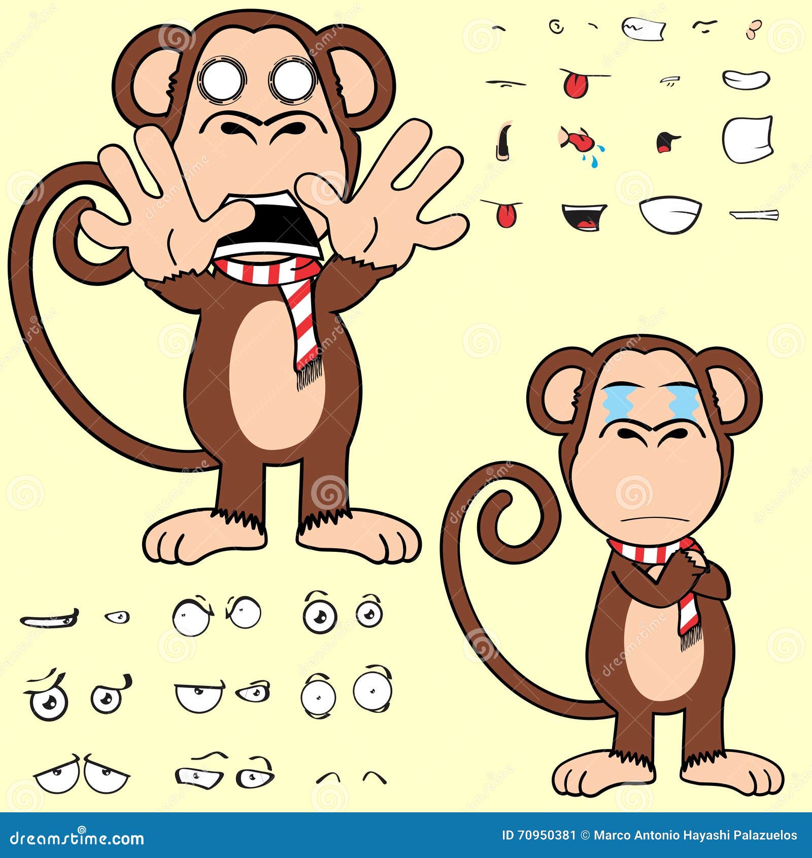 Grumpy Monkey Chimp Ape Expression Cartoon Giftcard Vector Illustration ...