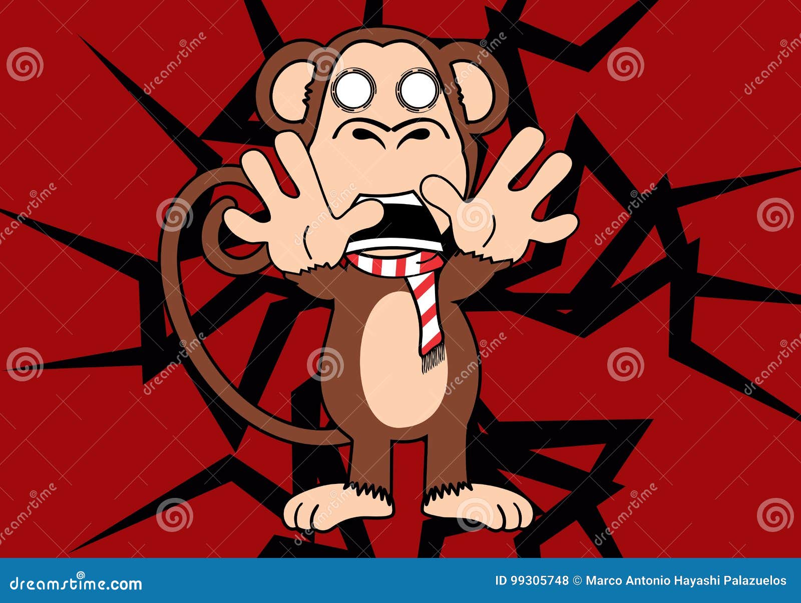 Screaming Monkey Expression Cartoon Background Stock Vector ...