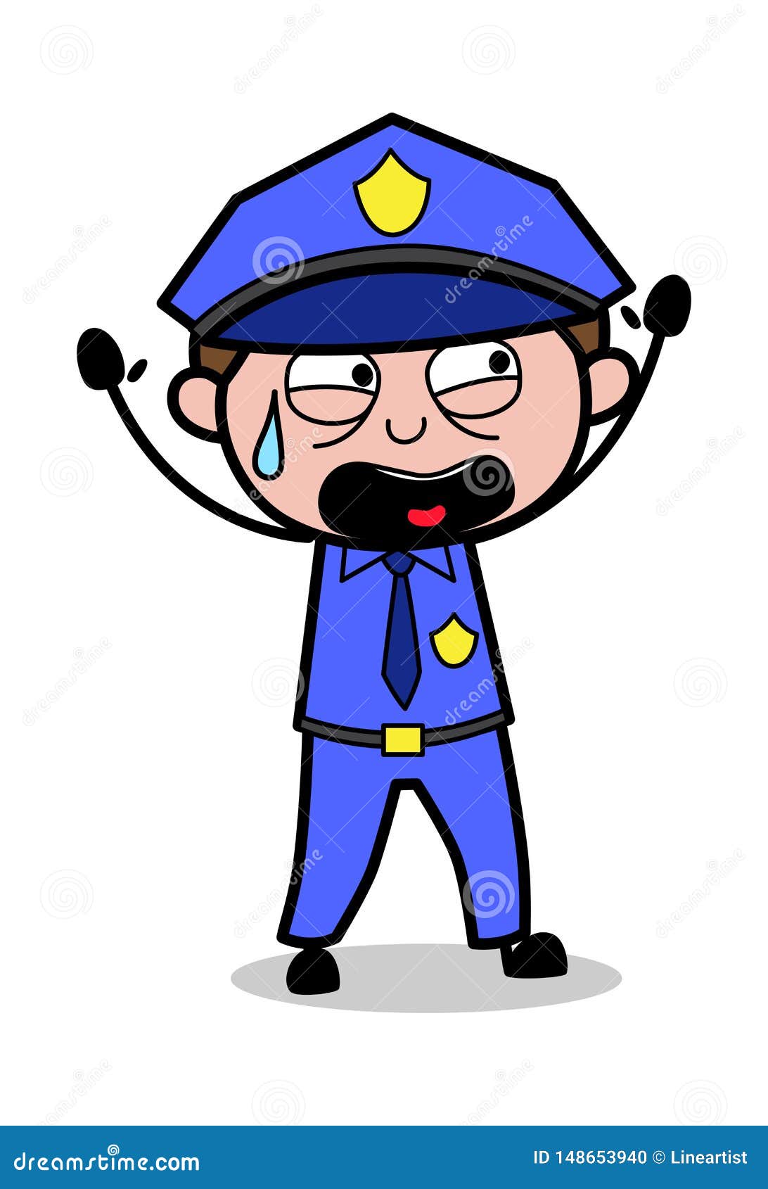 Screaming - Retro Cop Policeman Vector Illustration Stock Illustration ...