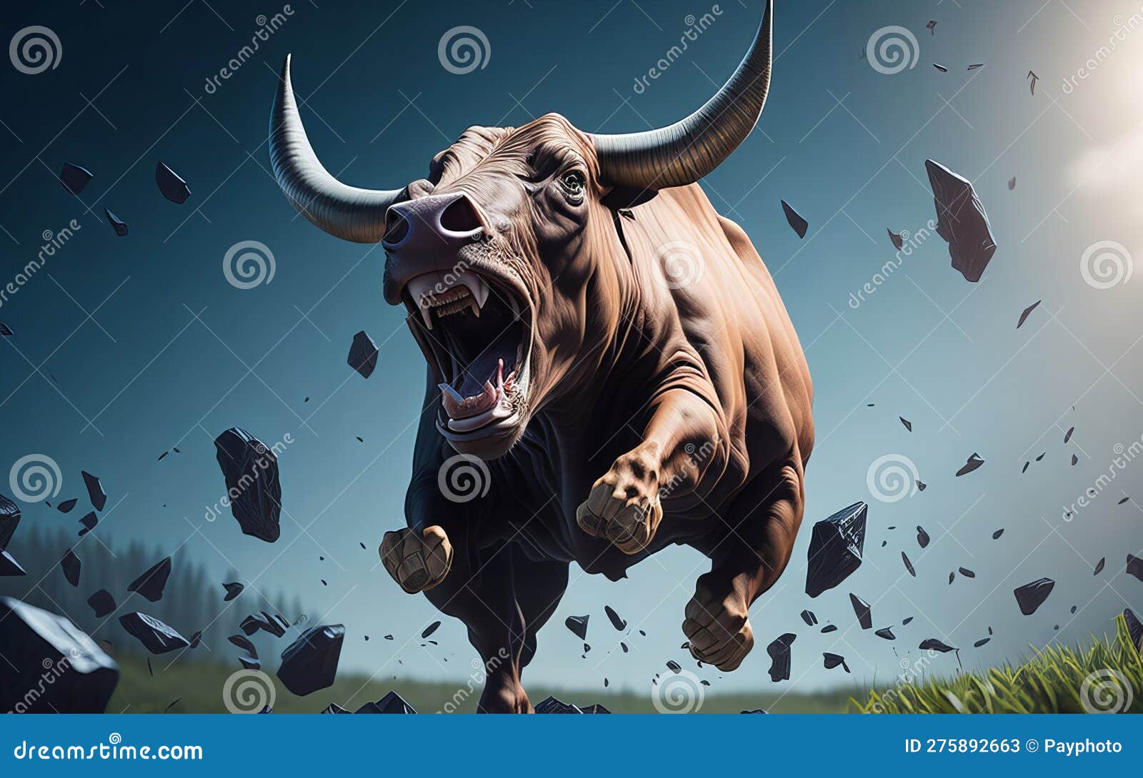 Screaming and Running an Angry Bull. Stock Illustration - Illustration ...