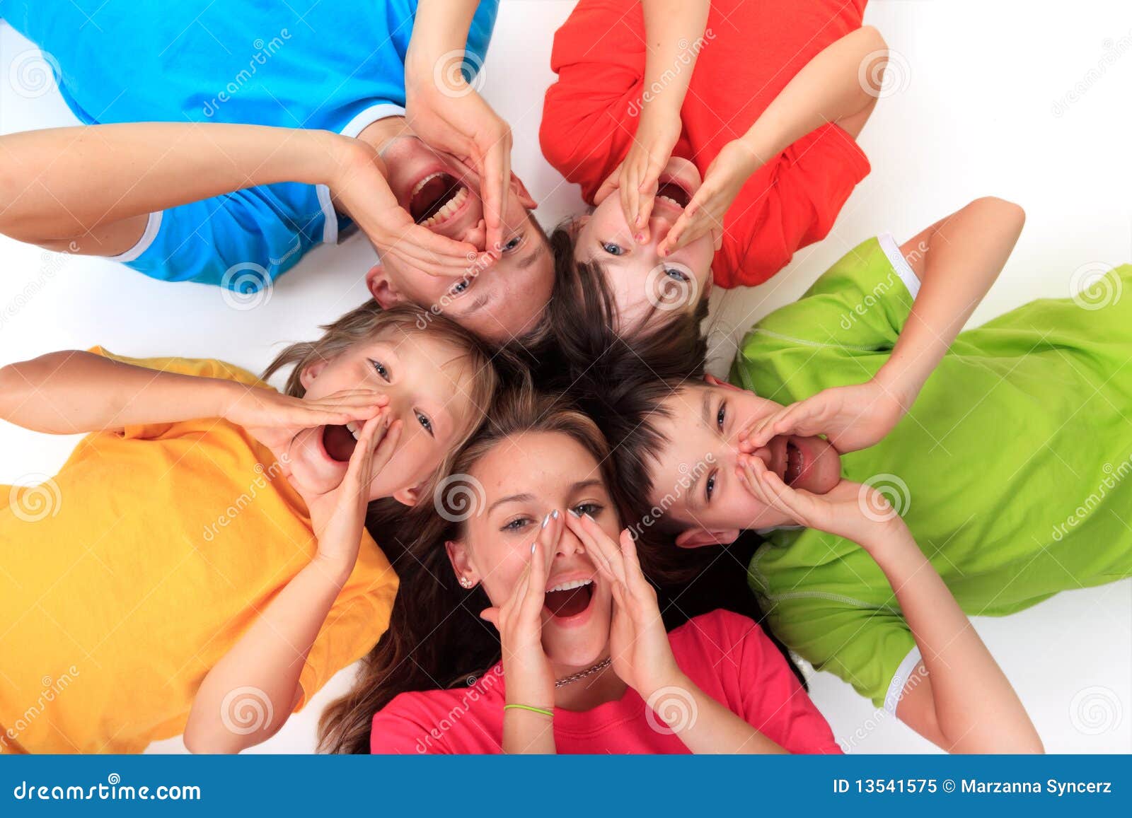 Screaming Siblings in Circle Stock Image - Image of laying, colourful ...