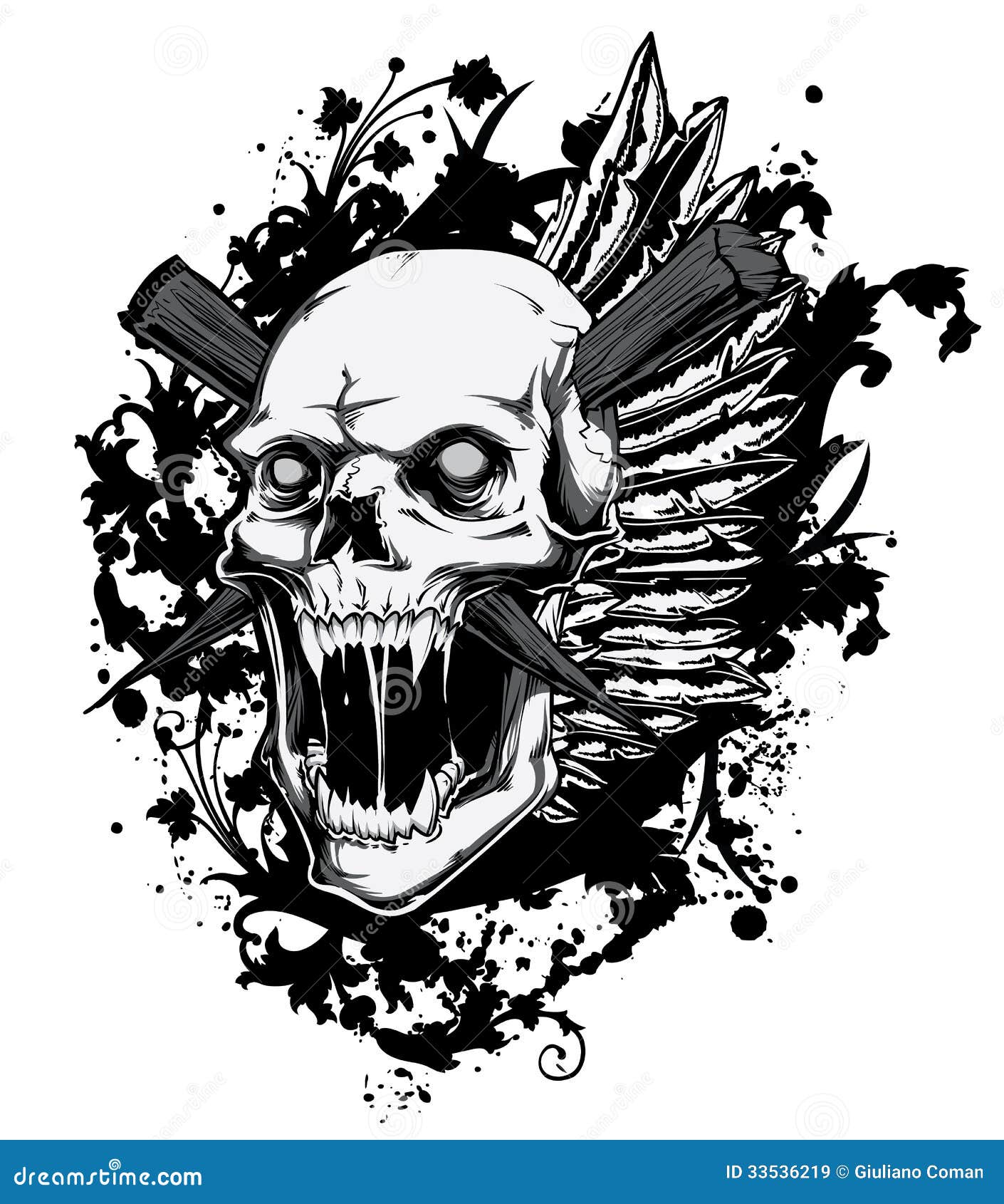 Skull Scream Cartoon Vector | CartoonDealer.com #72096443
