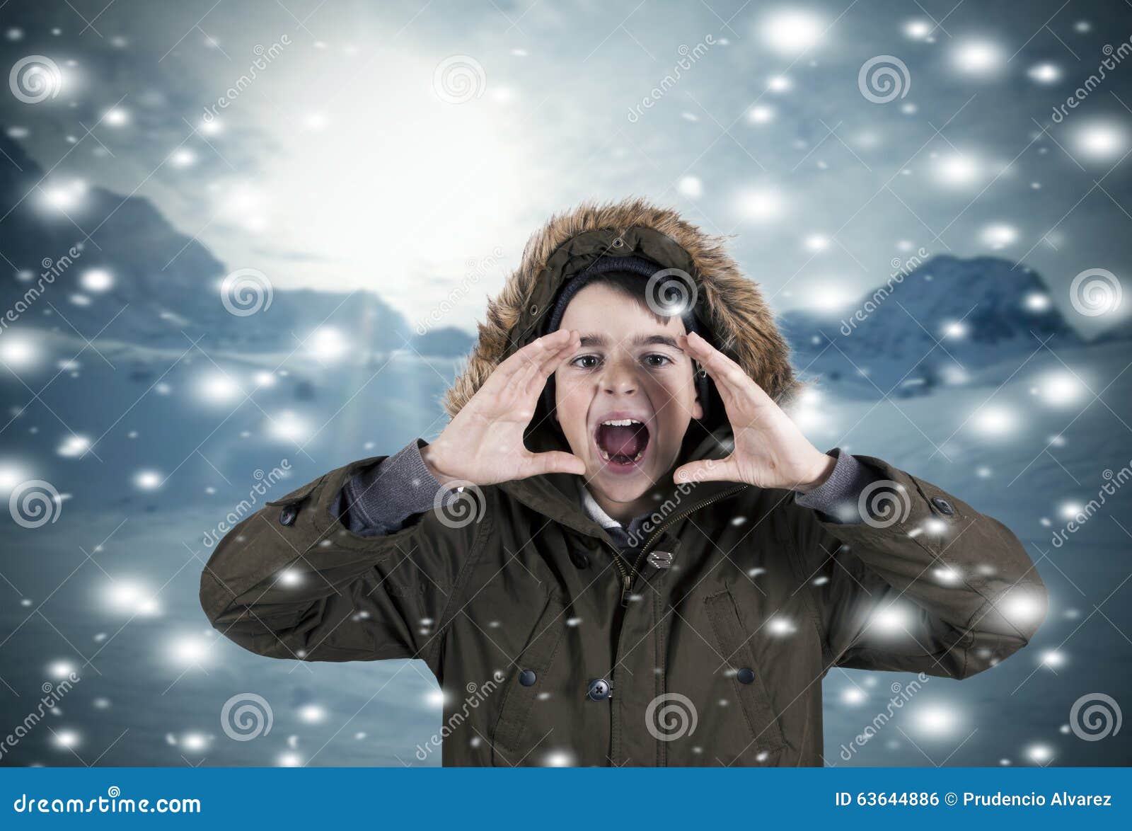 Screaming in the snow stock photo. Image of little, laugh - 63644886