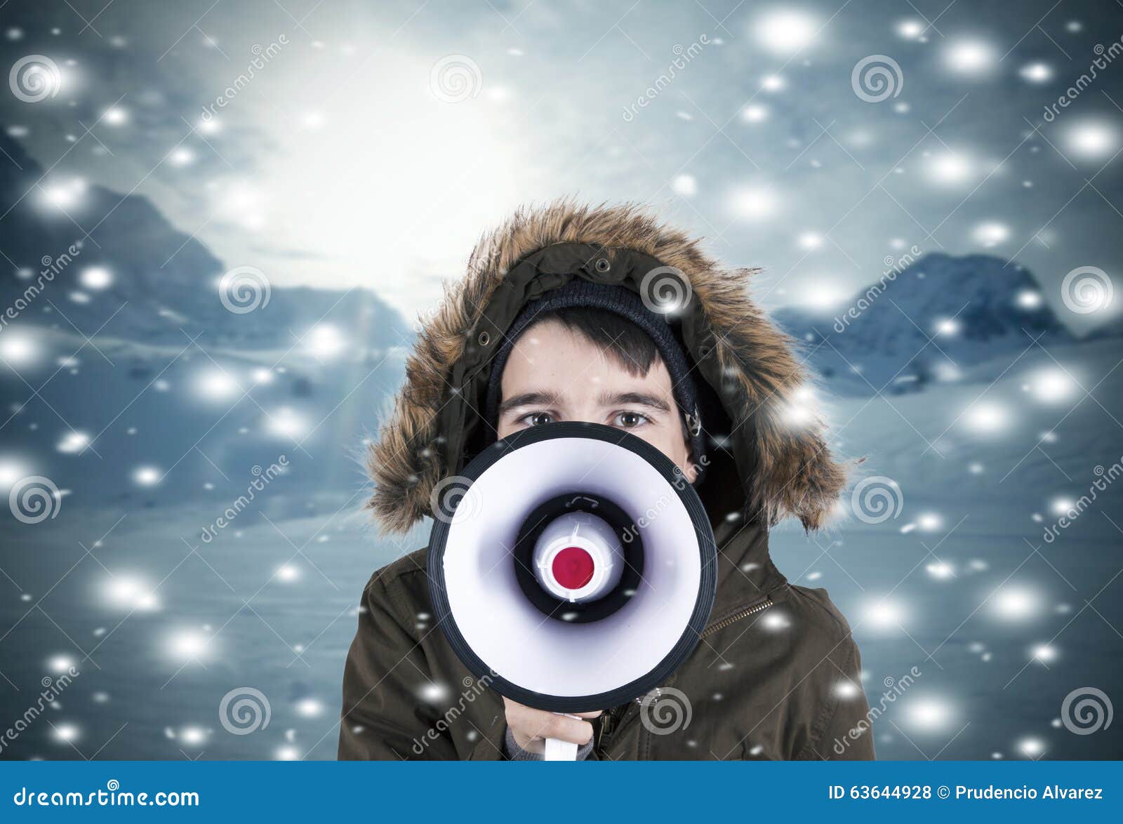Screaming in the snow stock photo. Image of happiness - 63644928