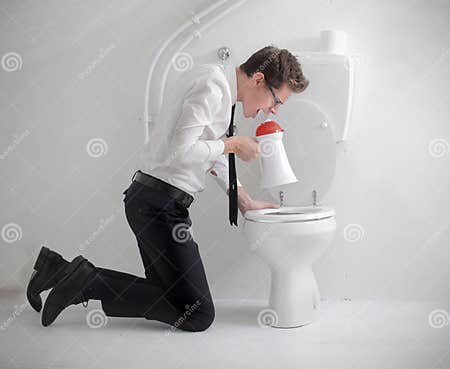 Screaming into the Toilet stock image. Image of loudhailer - 27777805