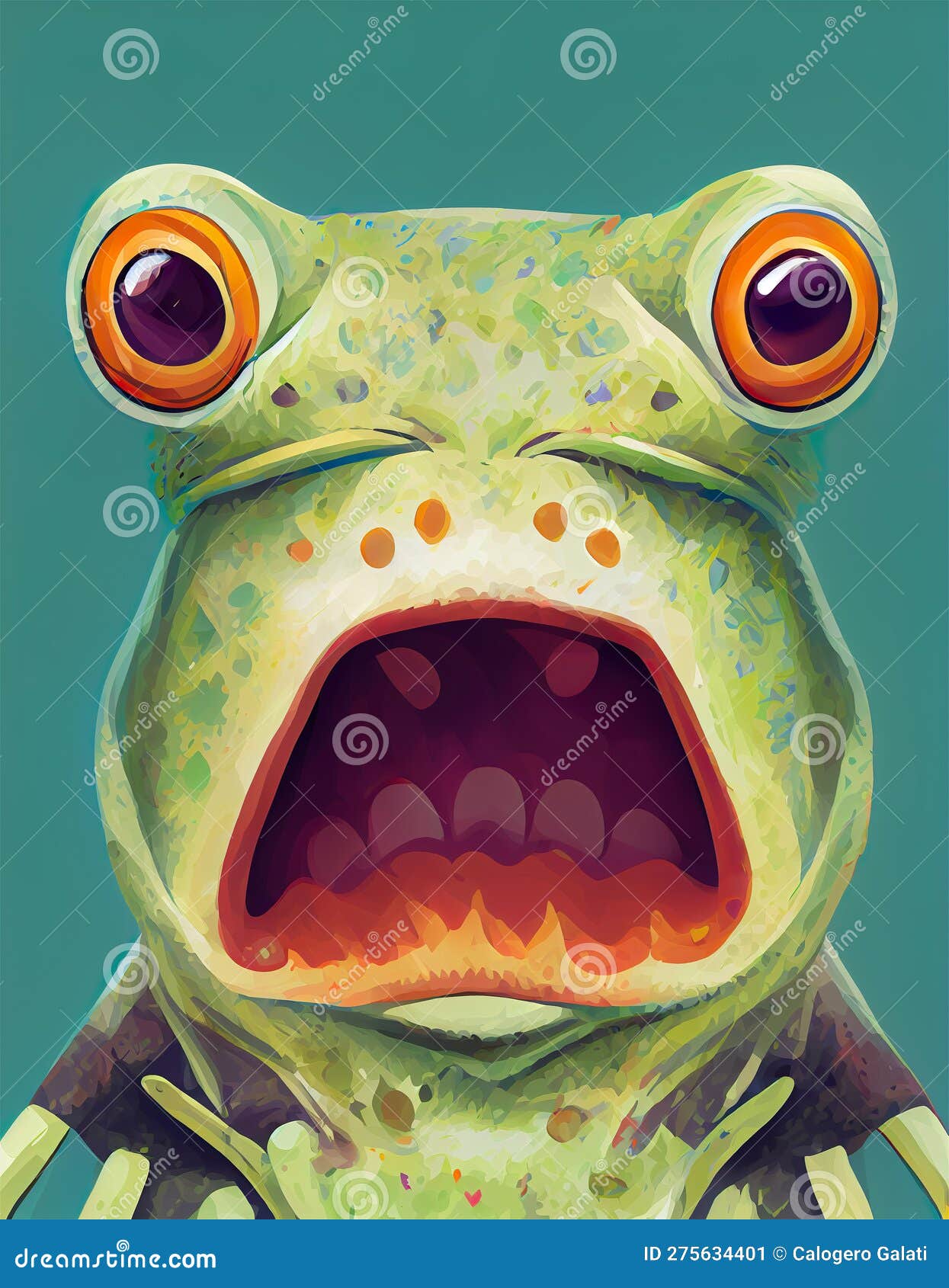 Screaming Ugly Frog with Blue Background, Ai Generated Image Stock ...