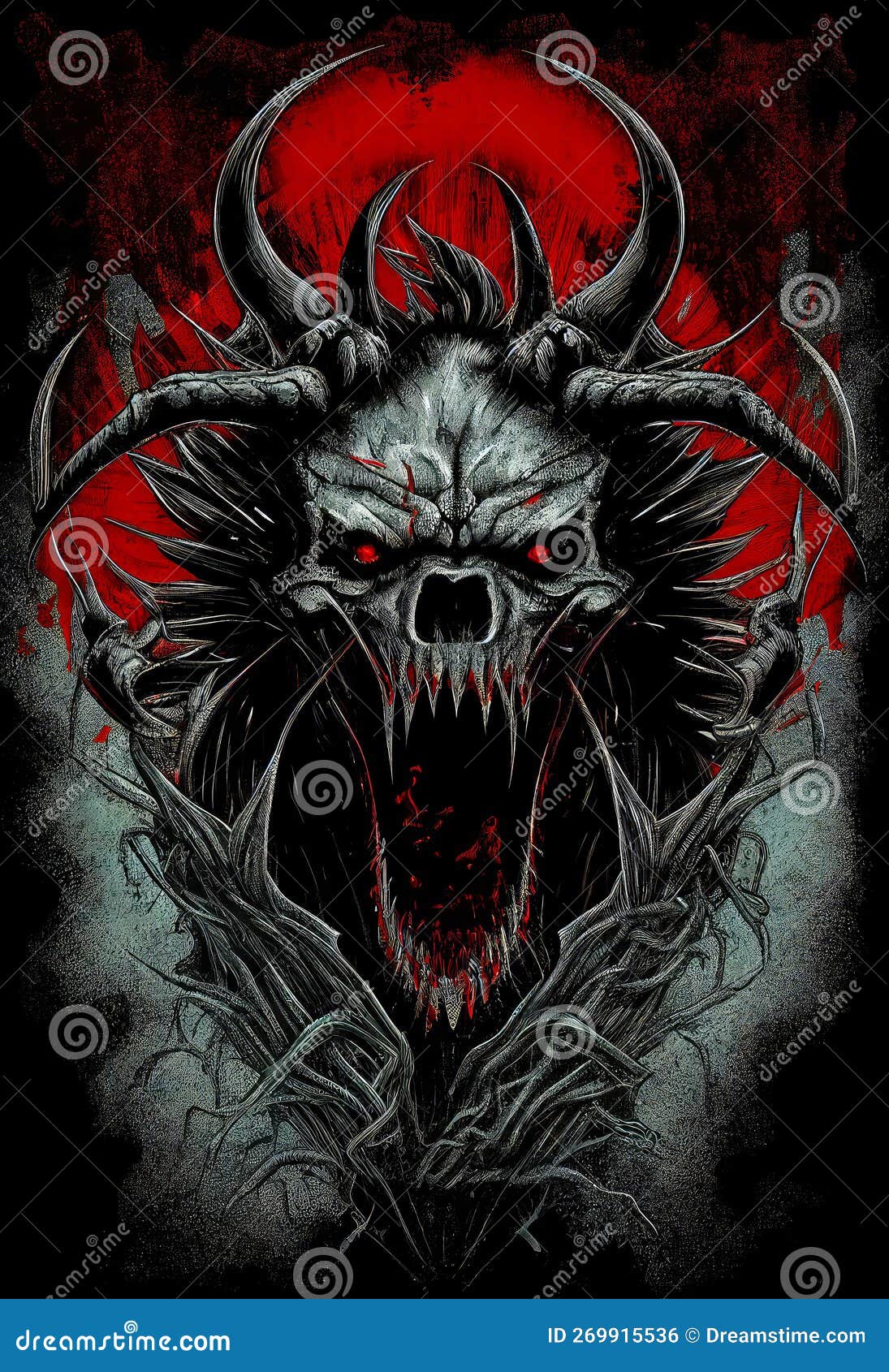 Screaming Werewolf Demon Illustration with Evil Eyes Stock Illustration ...