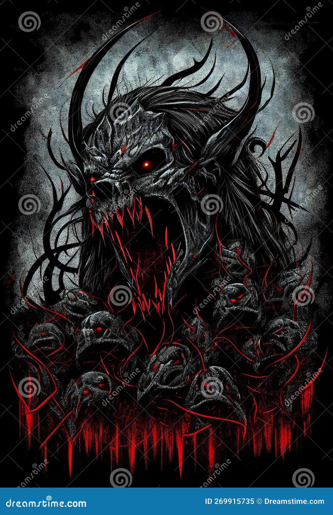 Screaming Werewolf Demon Illustration with Evil Eyes Stock Illustration ...