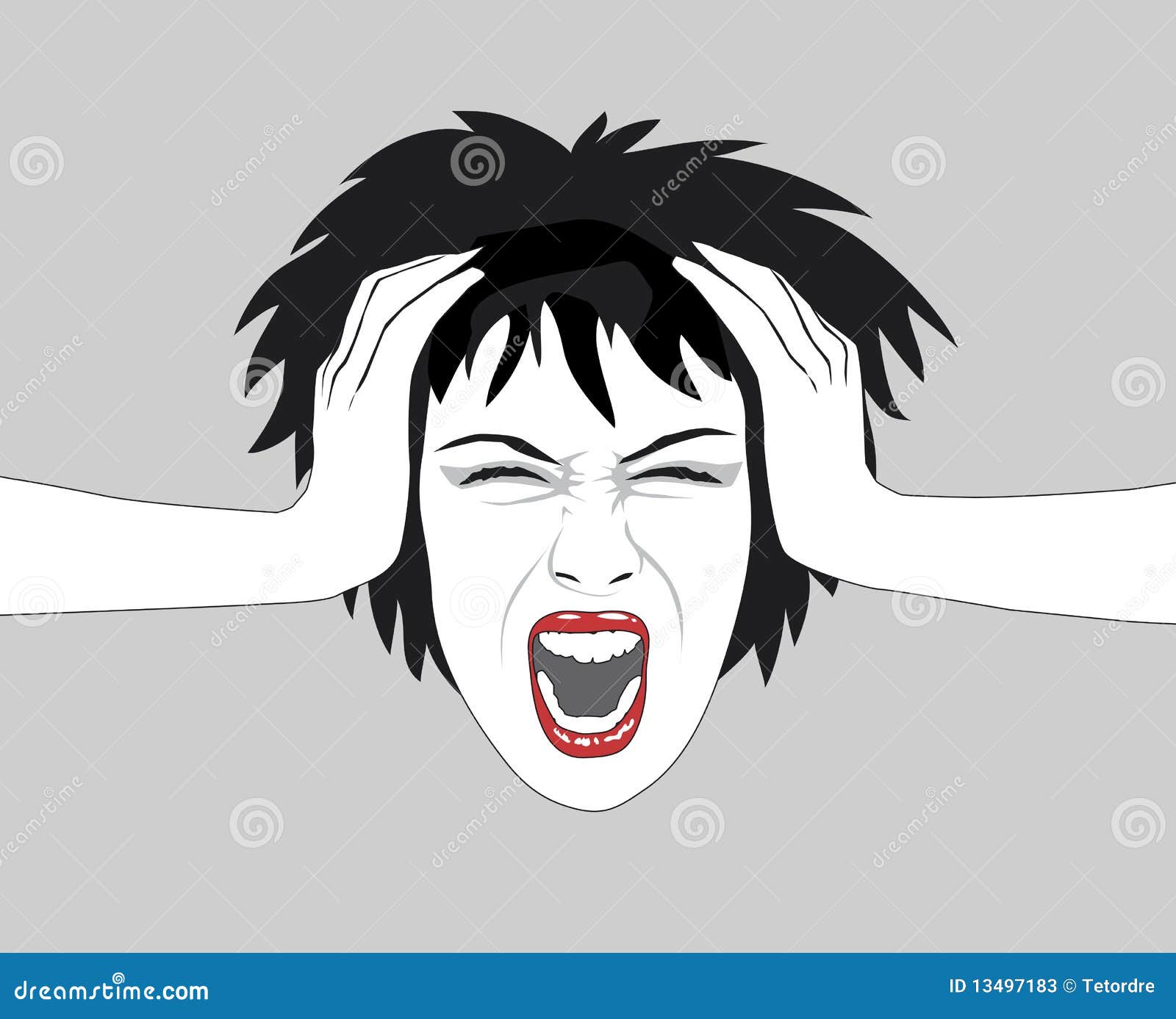 Screaming woman stock illustration. Illustration of excited - 13497183