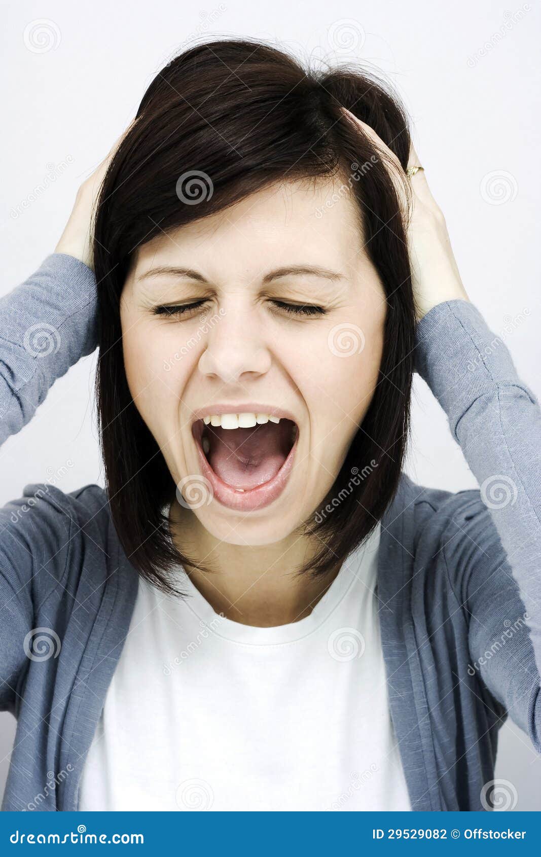 Screaming woman stock photo. Image of nervous, brown - 29529082