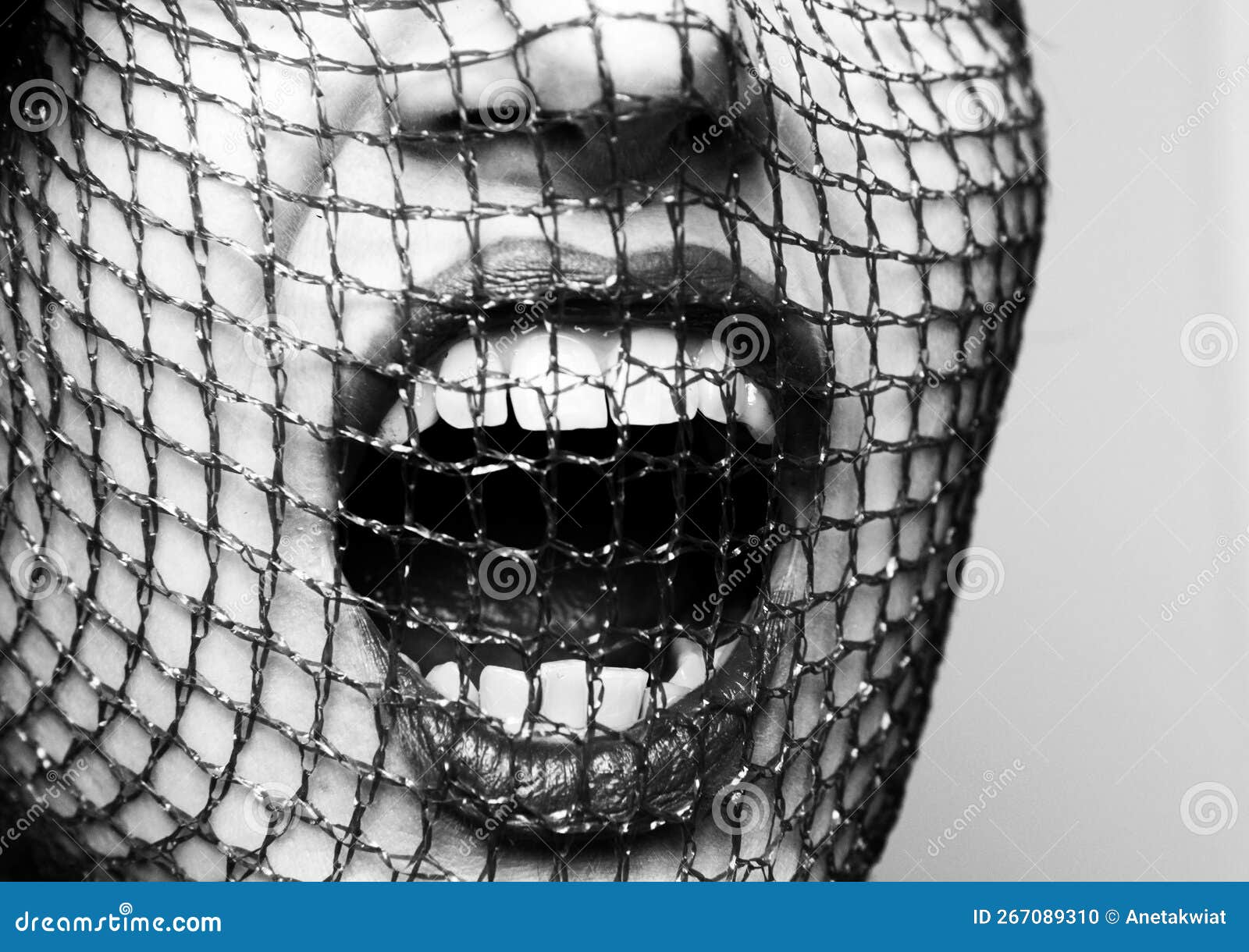 Screaming Woman Face Trapped in the Net Stock Photo - Image of scream ...