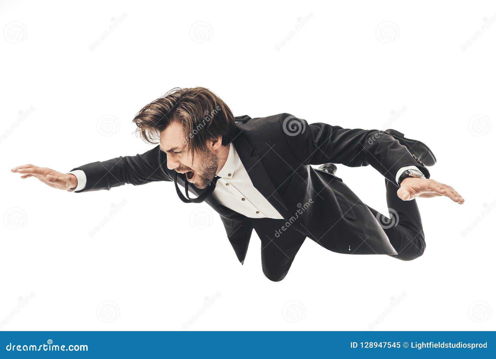 Screaming Young Businessman in Suit Falling Stock Image - Image of ...