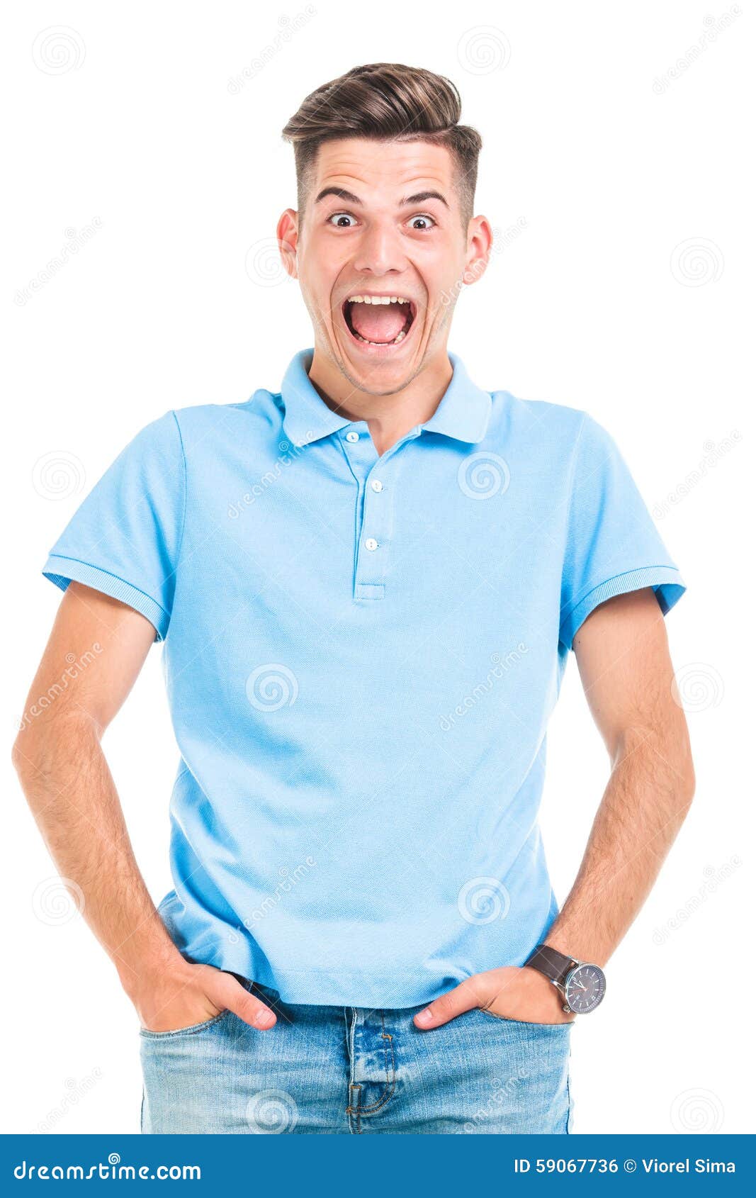 Screaming Young Man Looking at the Camera Stock Photo - Image of people ...