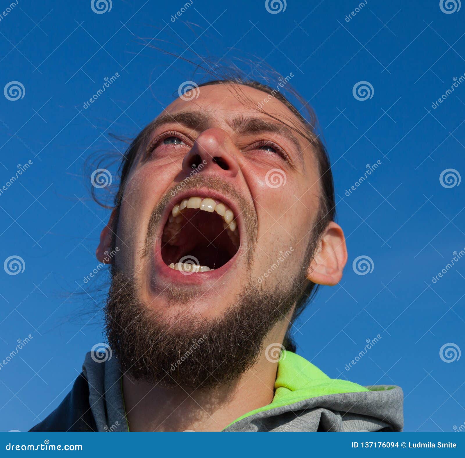 Screaming young man stock photo. Image of mouth, caucasian - 137176094
