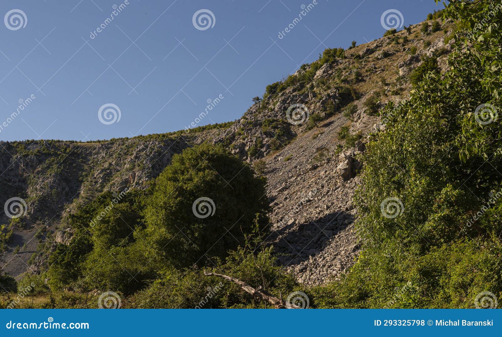 Scree on the Slope of the Valley Next To River Bank Stock Photo - Image ...