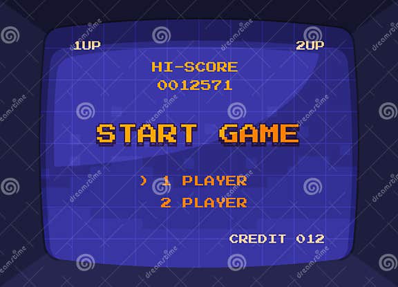 Screen with an Arcade Game. Start Screen in the Gaming Device. Vector ...