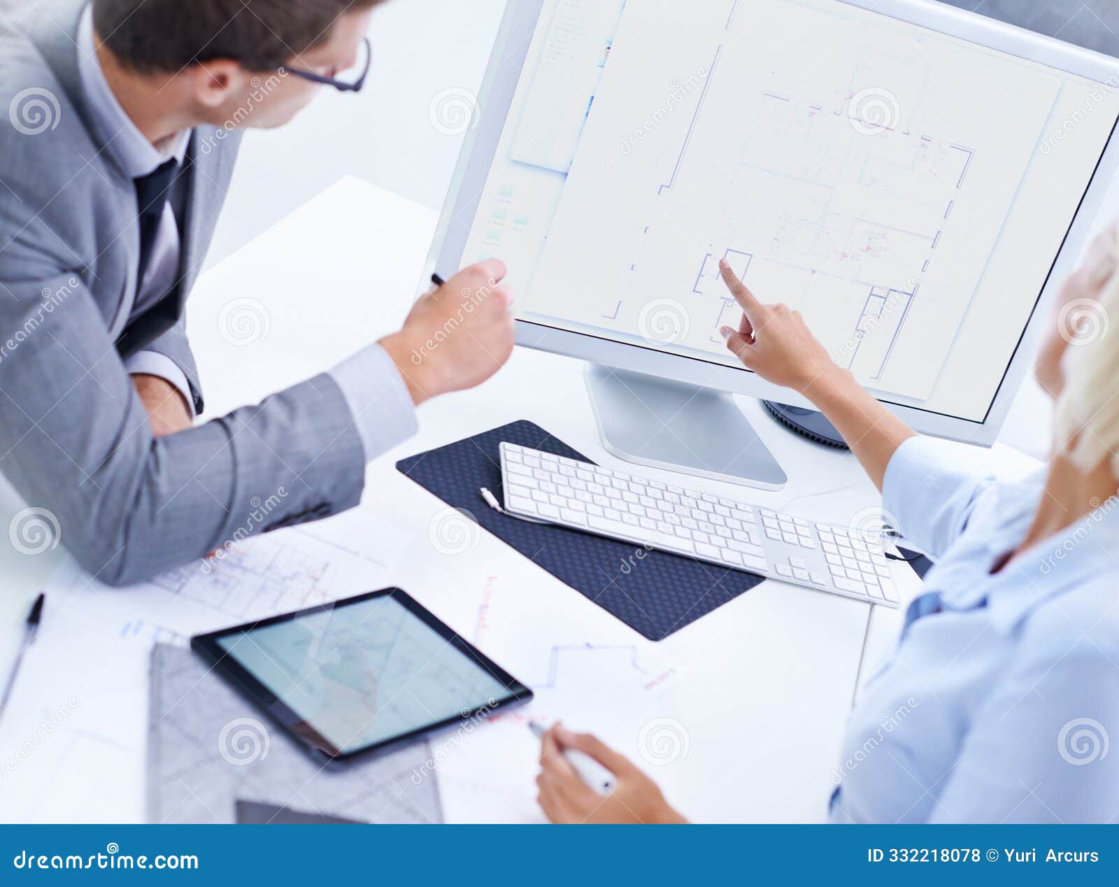 Screen, Architecture Floor Plan or Architects on Computer for Planning ...