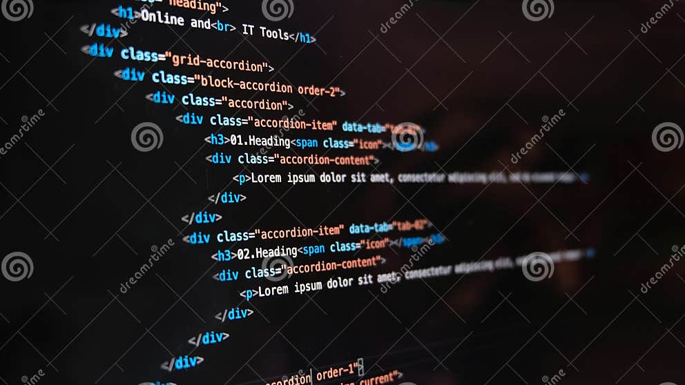 Html Web Design Code for Developers and Designers. Stock Photo - Image ...