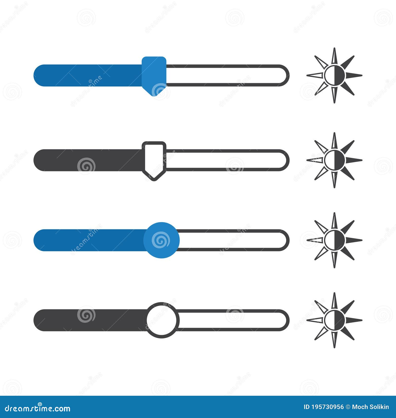 Brightness Contrast Icon Set. Vector Bright Intensity Symbols ...