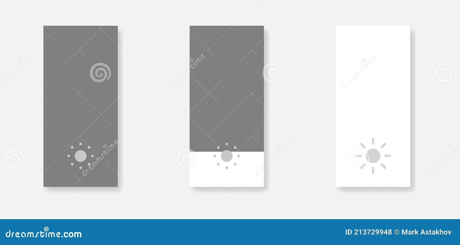 Set Of Screen Brightness Adjustment Interface. Brightness Control Panel ...