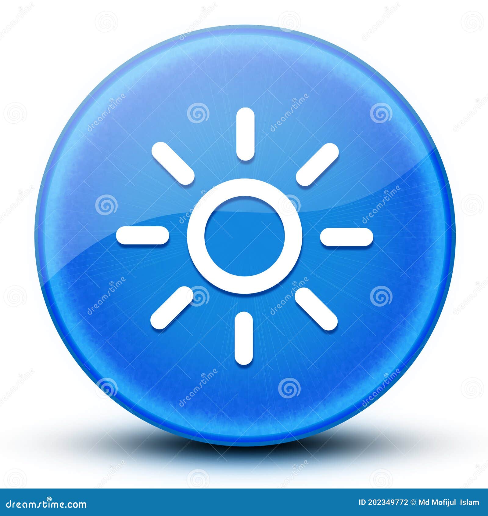 Screen Brightness Sun Eyeball Glossy Blue Round Button Abstract Stock ...