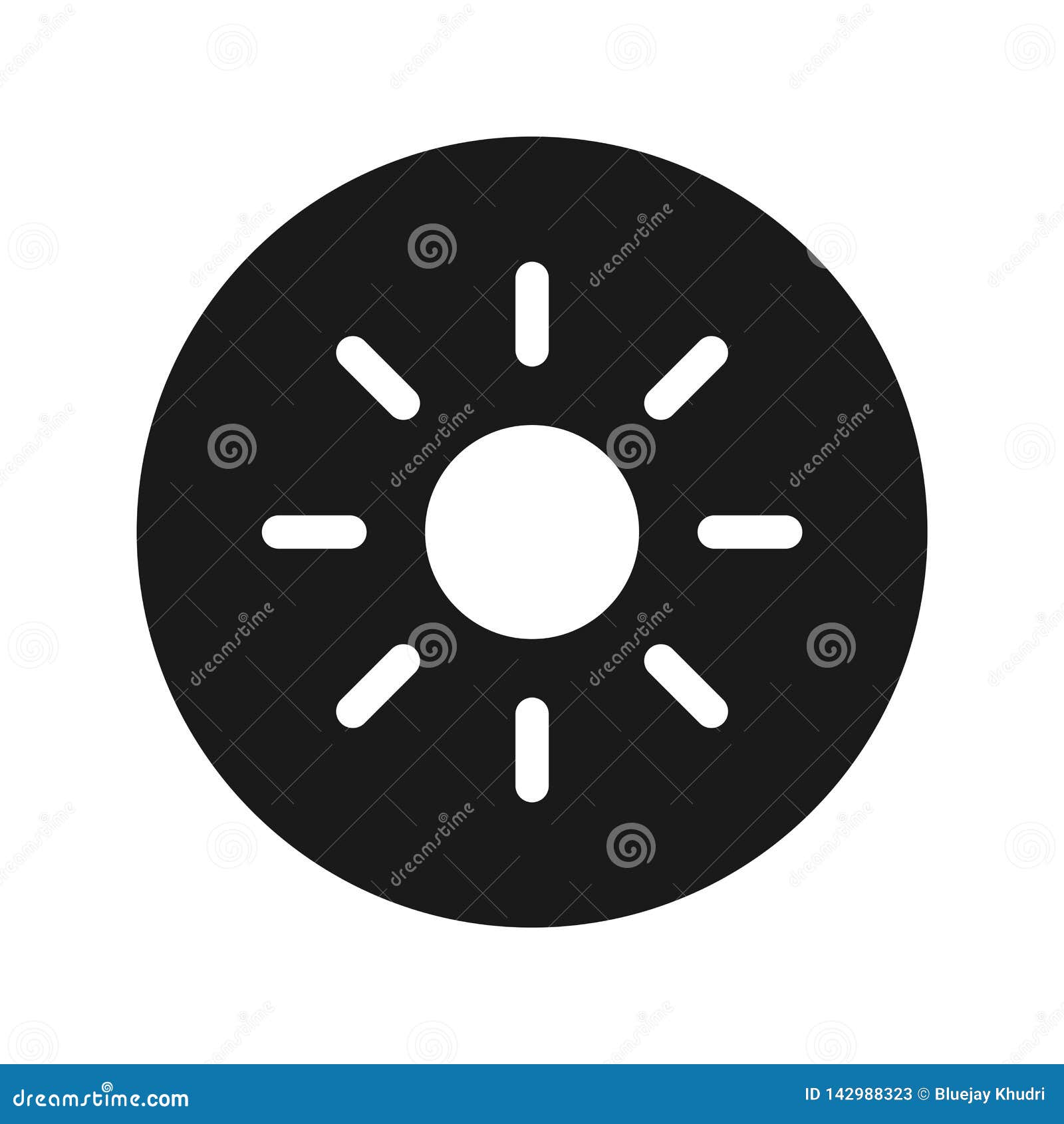 Screen Brightness Sun Icon Flat Black Round Button Vector Illustration ...