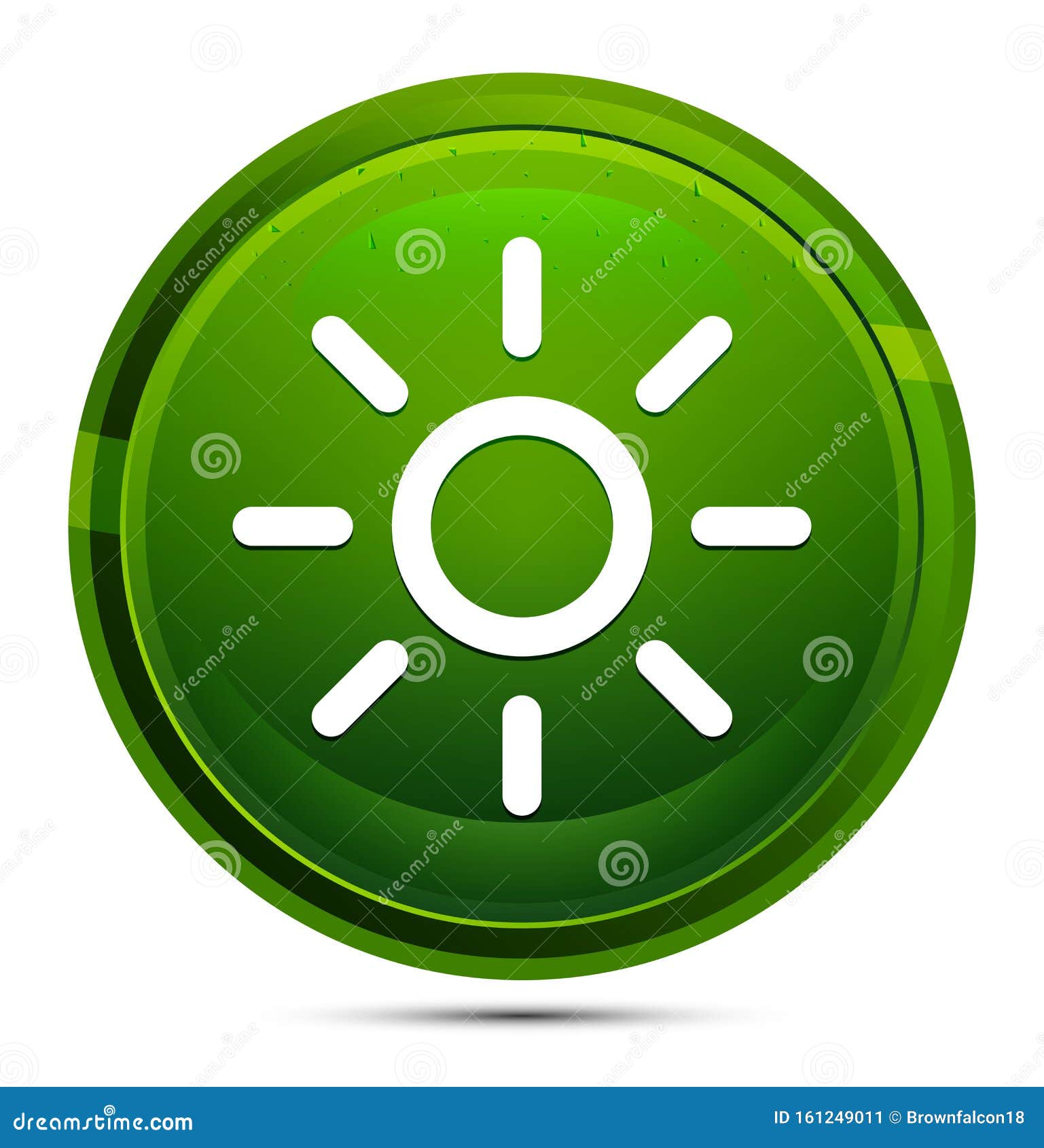 Screen Brightness Sun Icon Glassy Green Round Button Illustration Stock ...