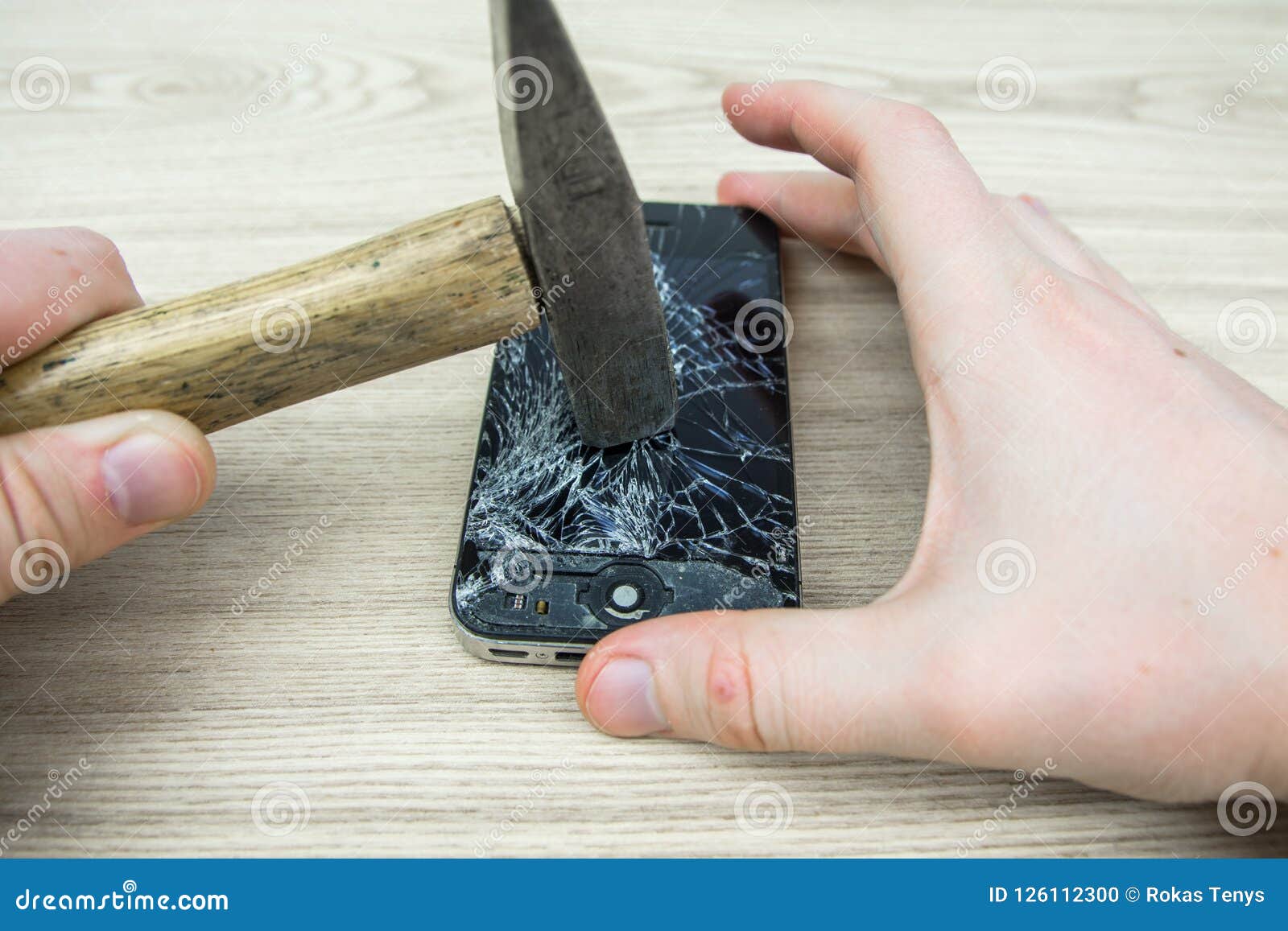 Screen broken smartphone stock photo. Image of hand - 126112300